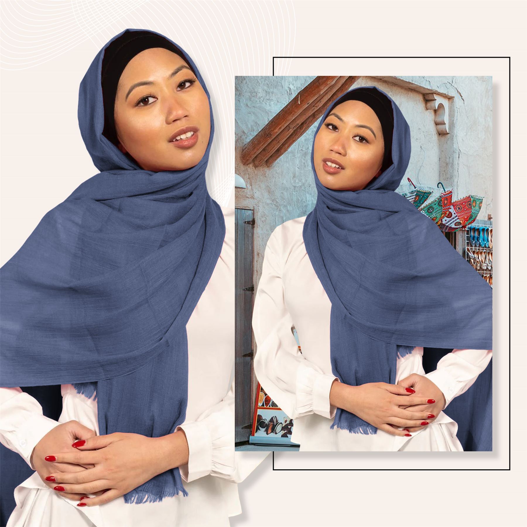 Premium Cotton Modal Hijab Muslim Head Scarf Wrap Shawl Soft Long ...