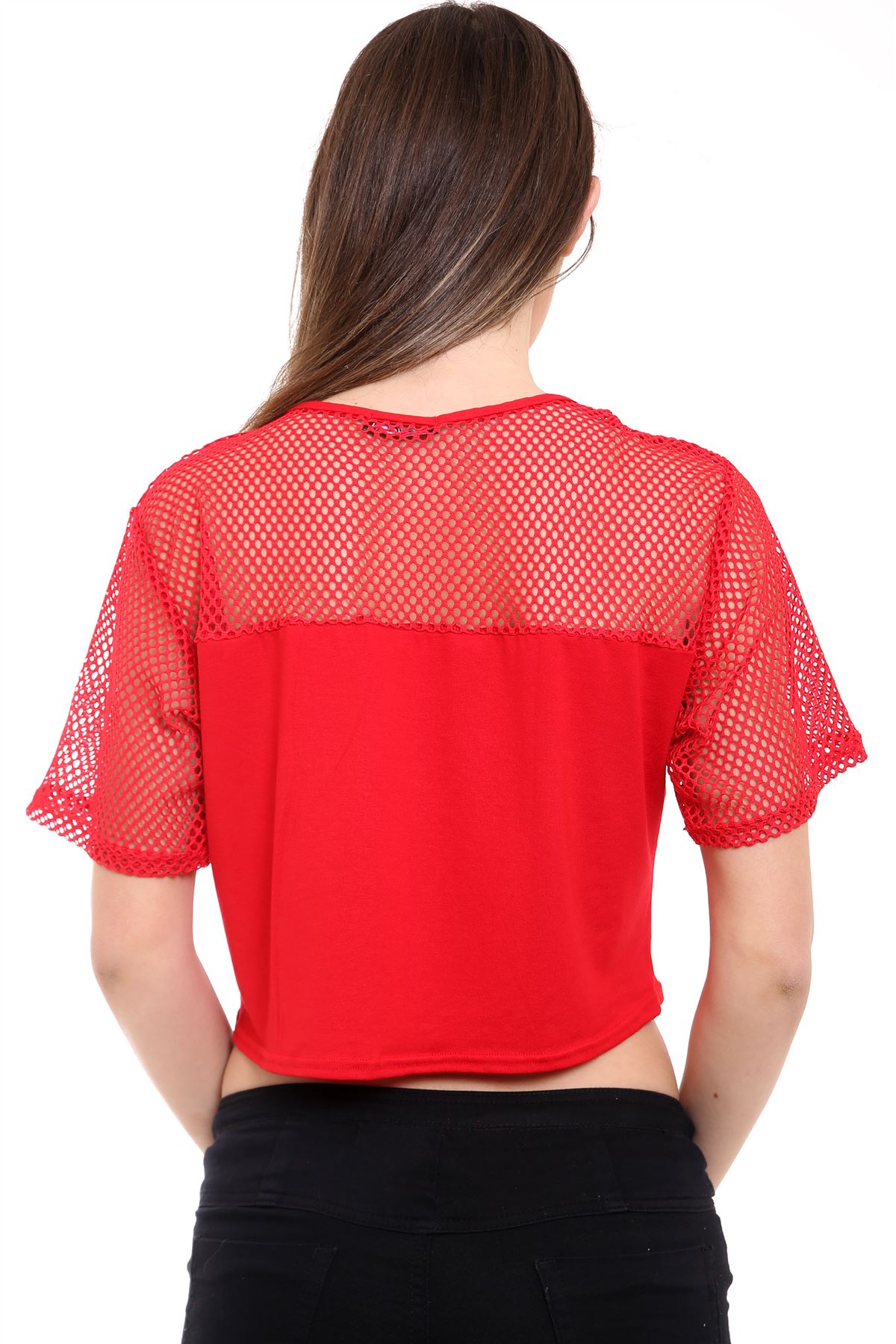 New Womens Short Net Sleeve Mesh Insert See Through Fishnet Panel Crop New Womens Short Net Sleeve Mesh Insert See Through Fishnet Panel Crop