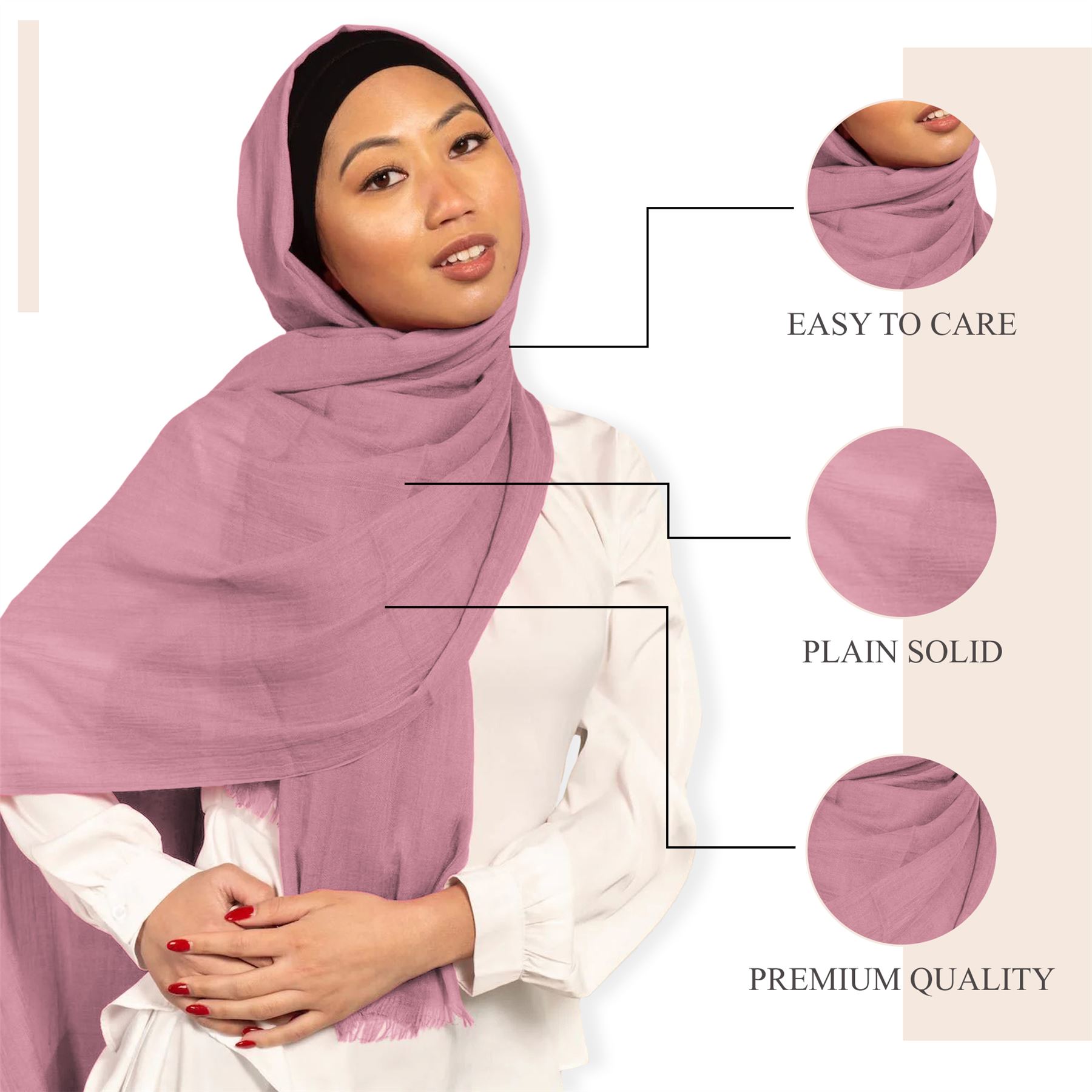 Premium Cotton Modal Hijab Muslim Head Scarf Wrap Shawl Soft Long ...