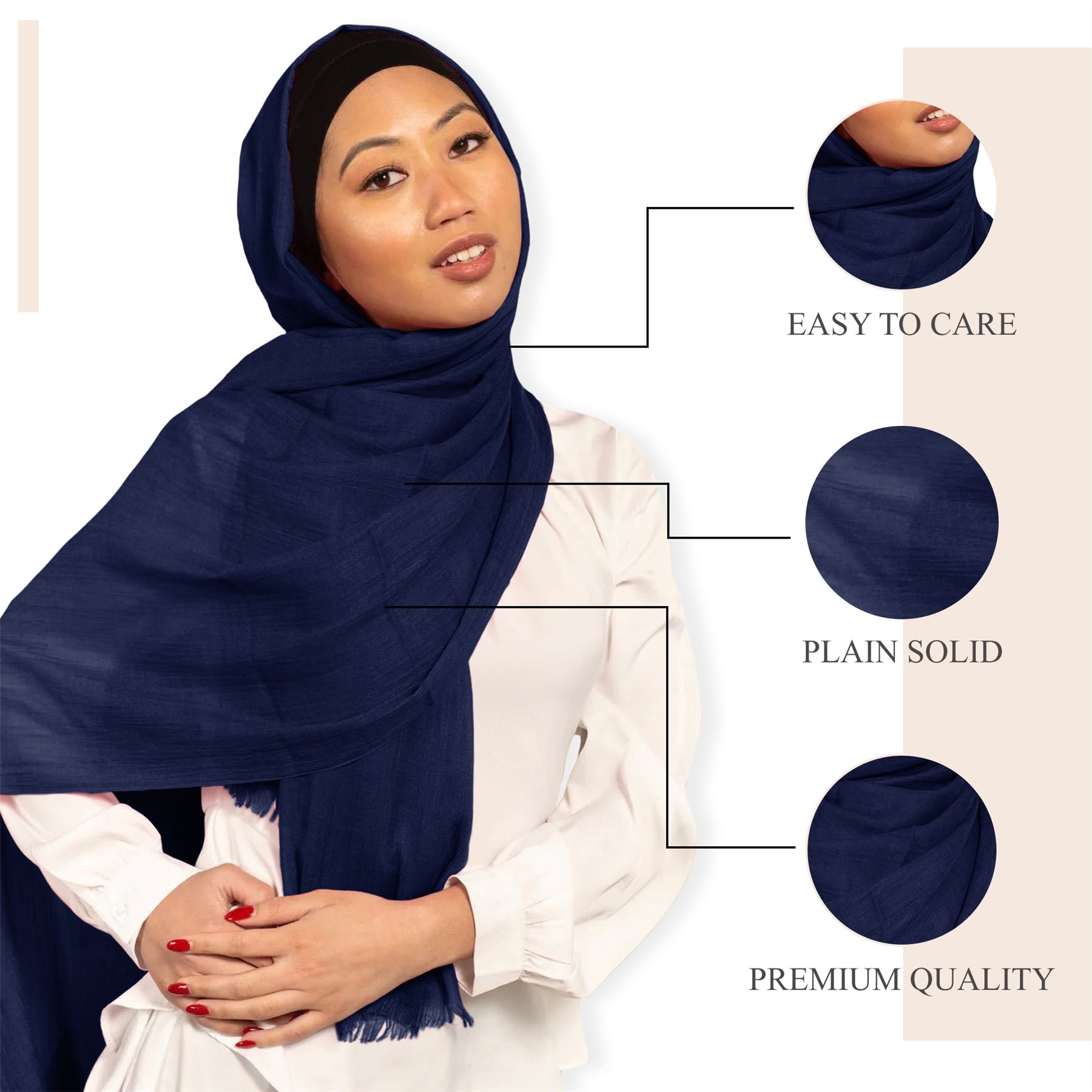 Premium Cotton Modal Hijab Muslim Head Scarf Wrap Shawl Soft Long ...