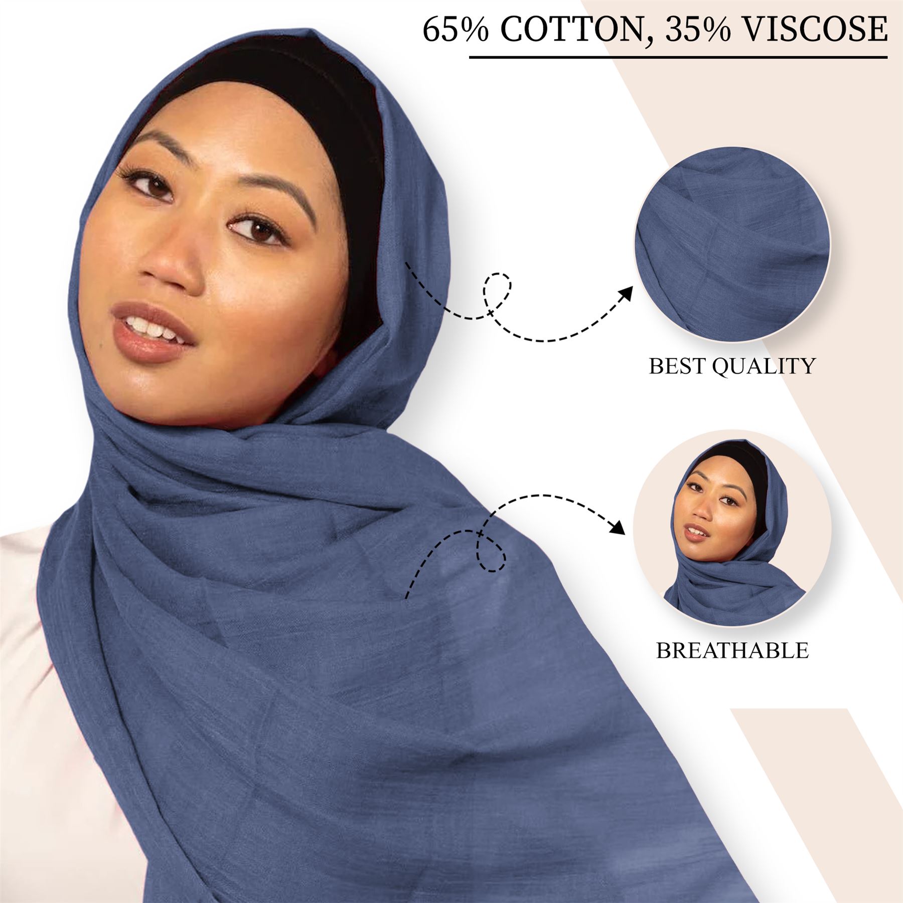 Premium Cotton Modal Hijab Muslim Head Scarf Wrap Shawl Soft Long ...