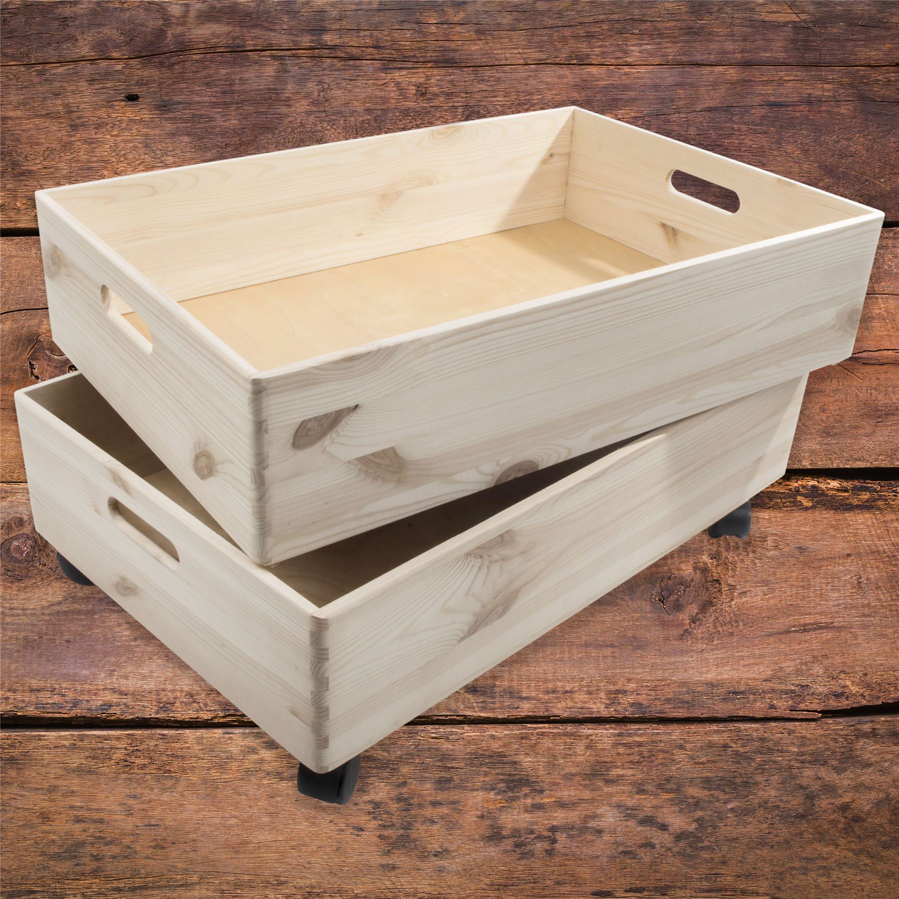 Choice Of Plain Stacking Extra Large Shallow Wooden Open Crates Boxes