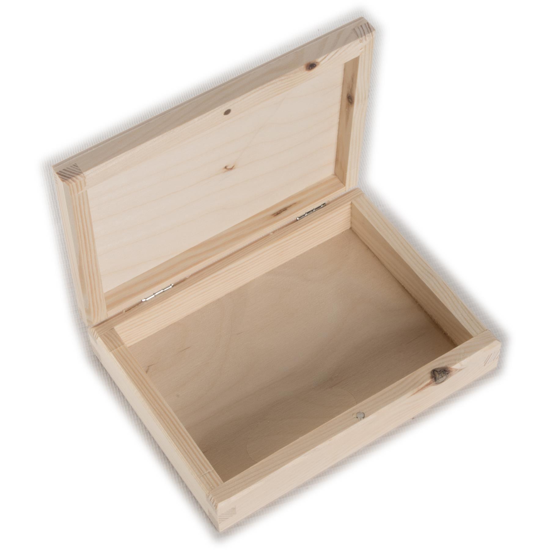 Slim Flat Trinket Rectangle Wooden Box Case / Unpainted Plain ...