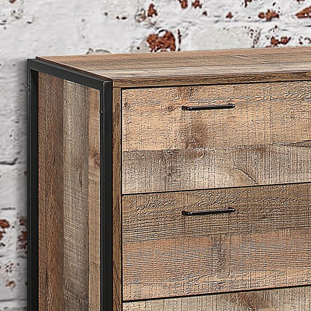 Urban Wood and Metal Rustic 4 Drawer Chest 100cm x 84cm x 40cm ...