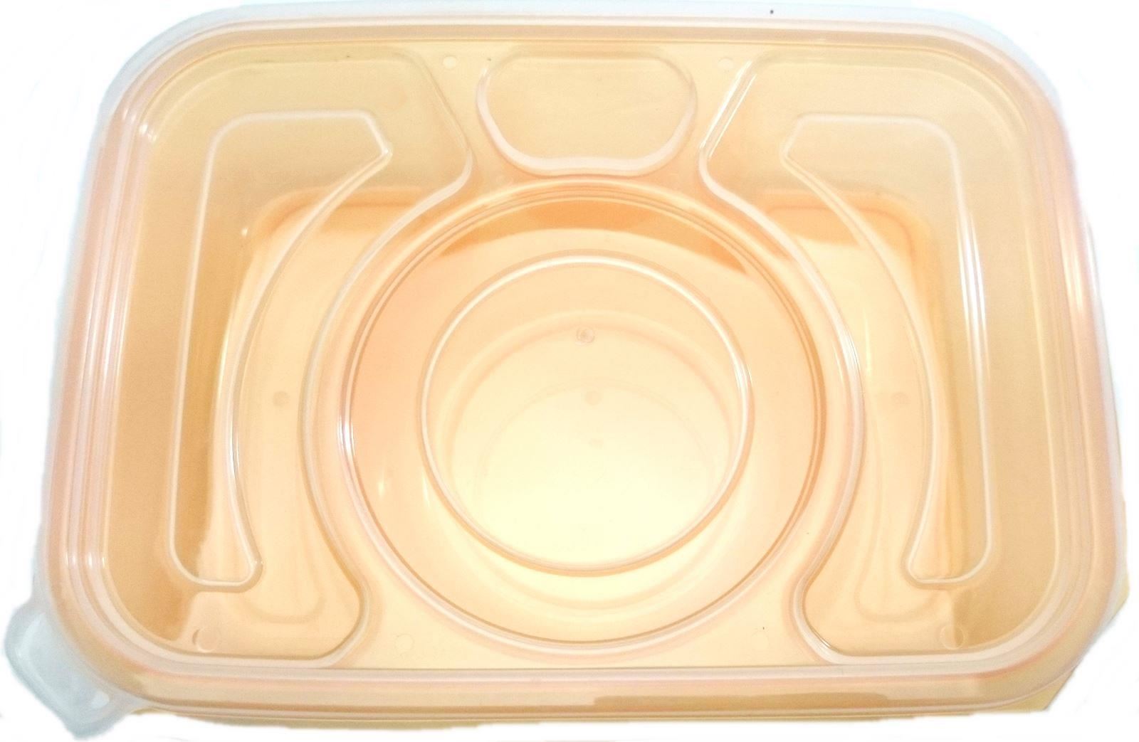 4 Compartment Food Container Storage Box Lid Reusable Thali Lunch Plate ...