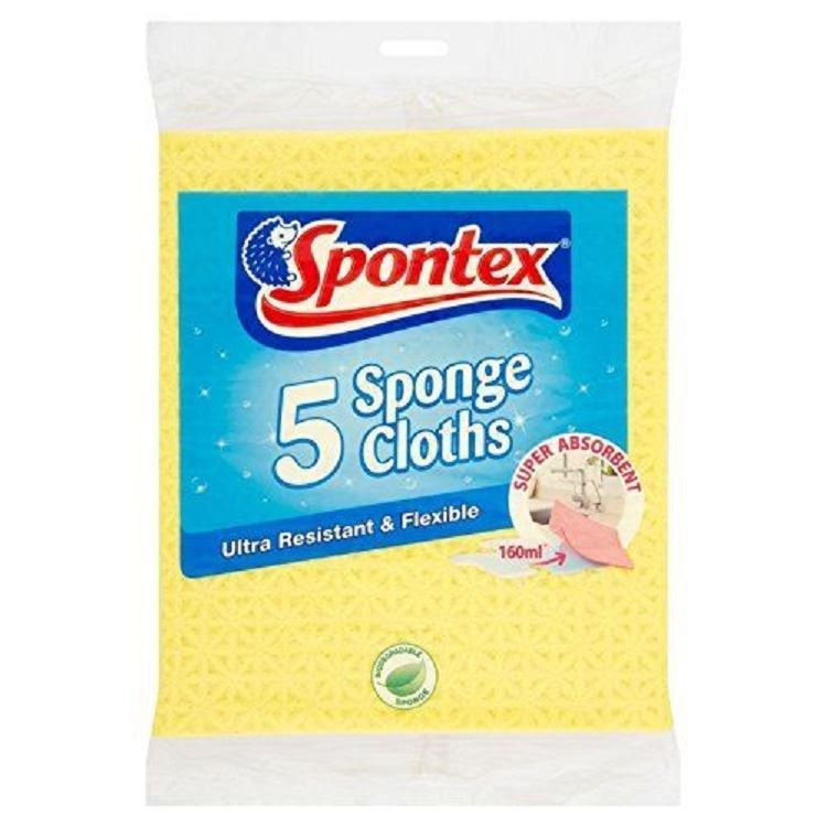 Spontex Essentials Sponge Wiping Cleaning Cloths for Surfaces Absorbent ...