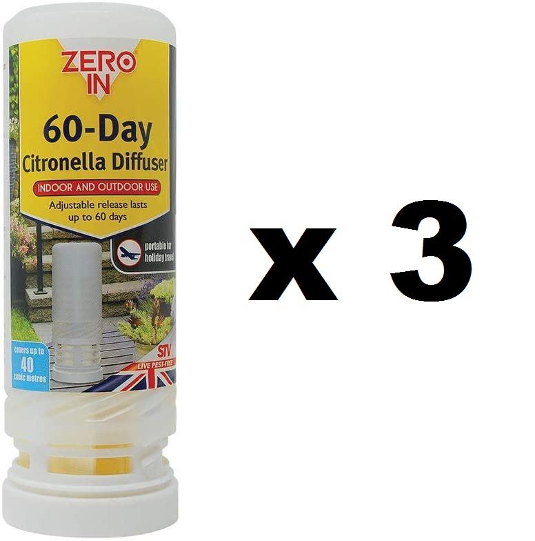 3x Zero In 60 Day Citronella Diffusers, Portable Fly Insect Killer ...