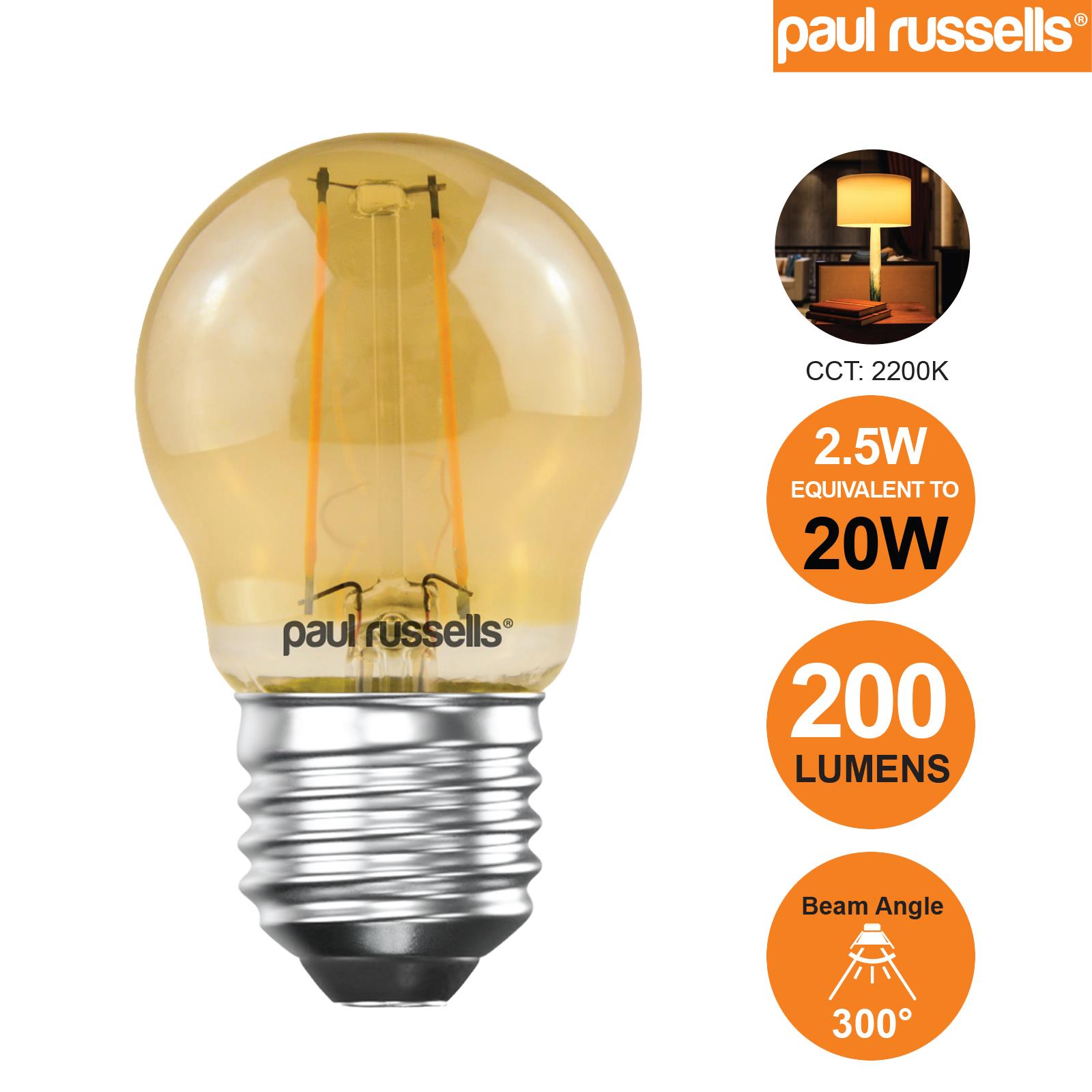 40W 25W LED Round Golf Light Bulbs Warm/Amber Small Screw E14 B22 B15 E27 Bulb | eBay UK