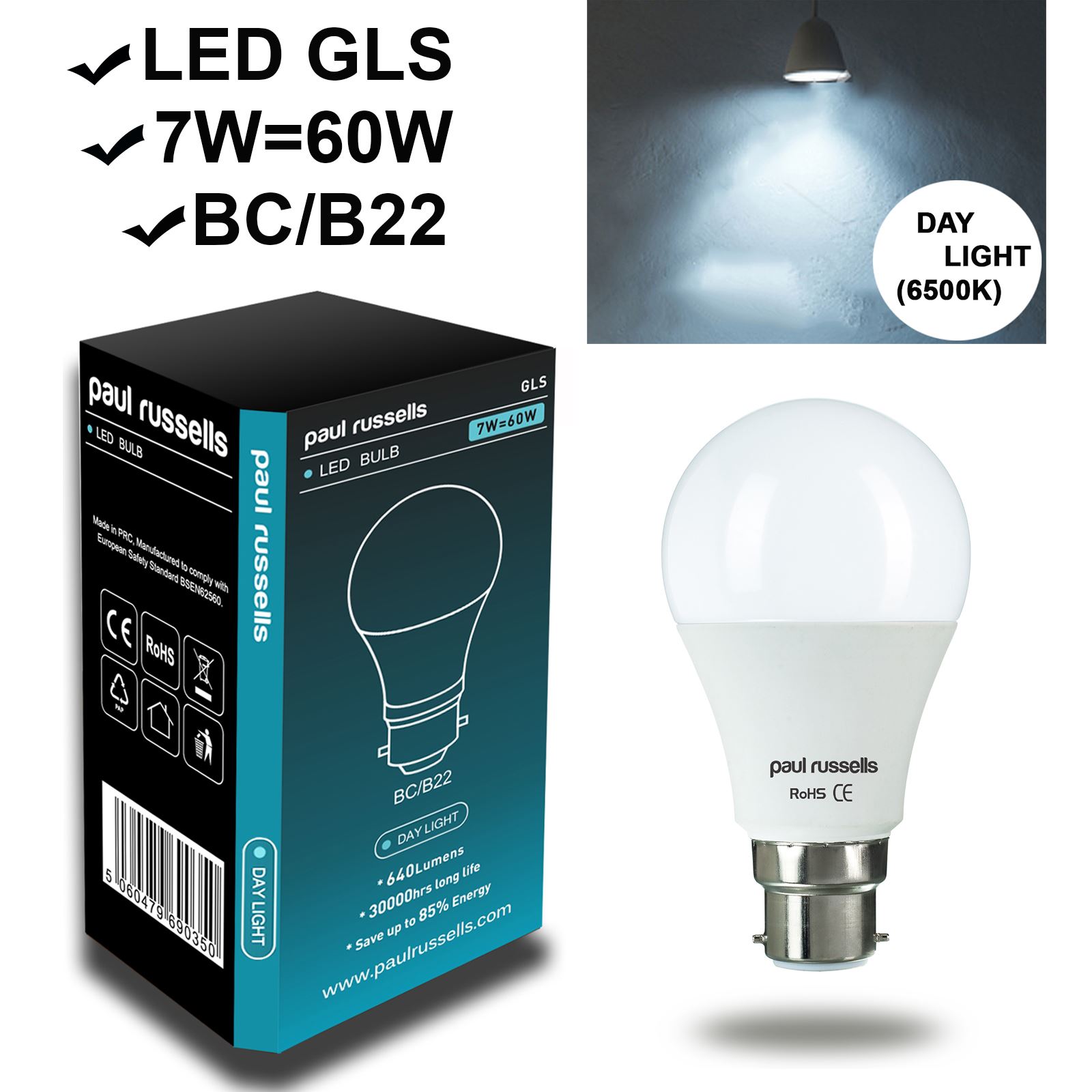 5W 7W 12W 15W LED Light Bulbs B22 BC E27 ES GLS Globe Bulb WARM/COOL ...