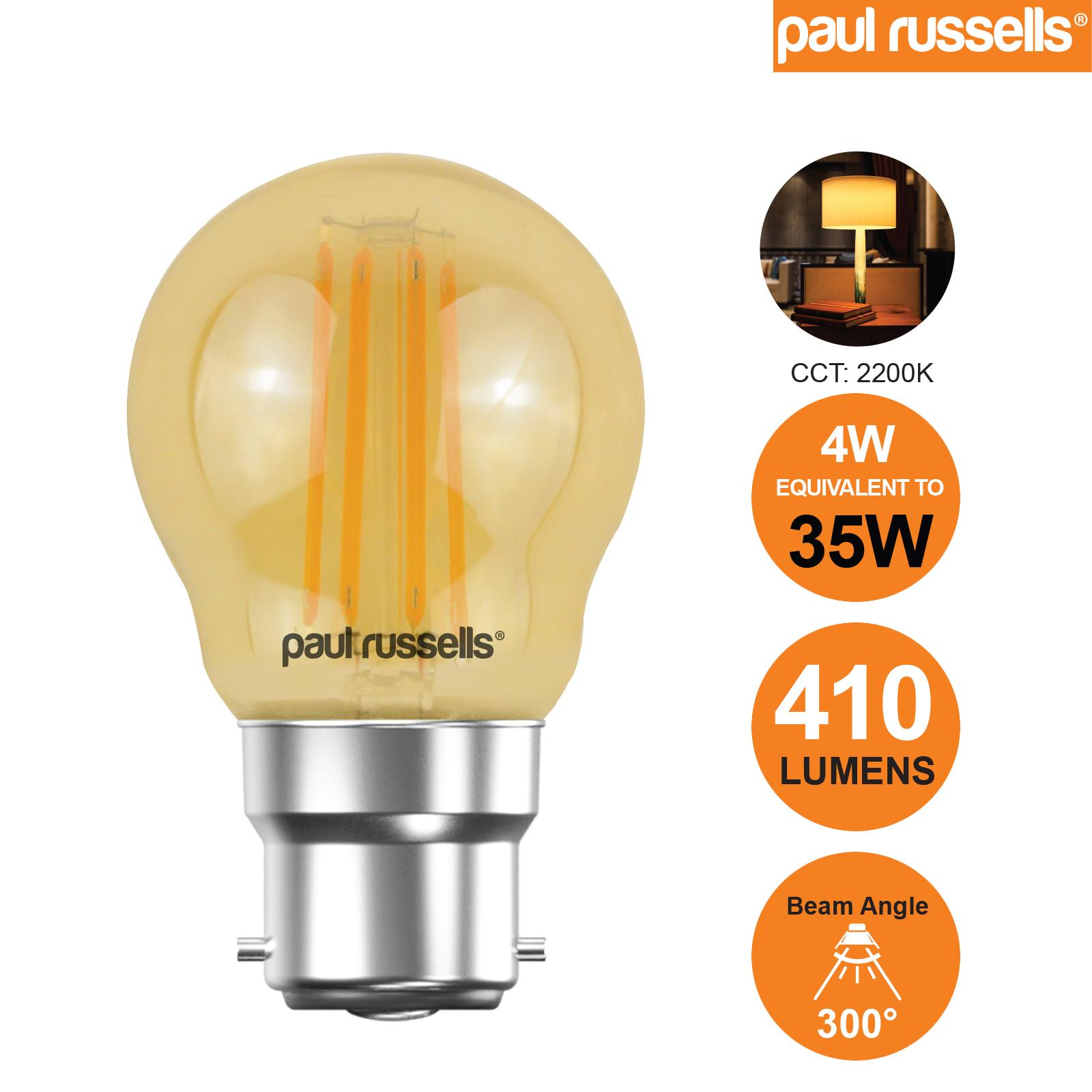 40W 25W LED Round Golf Light Bulbs Warm/Amber Small Screw E14 B22 B15 E27 Bulb | eBay UK