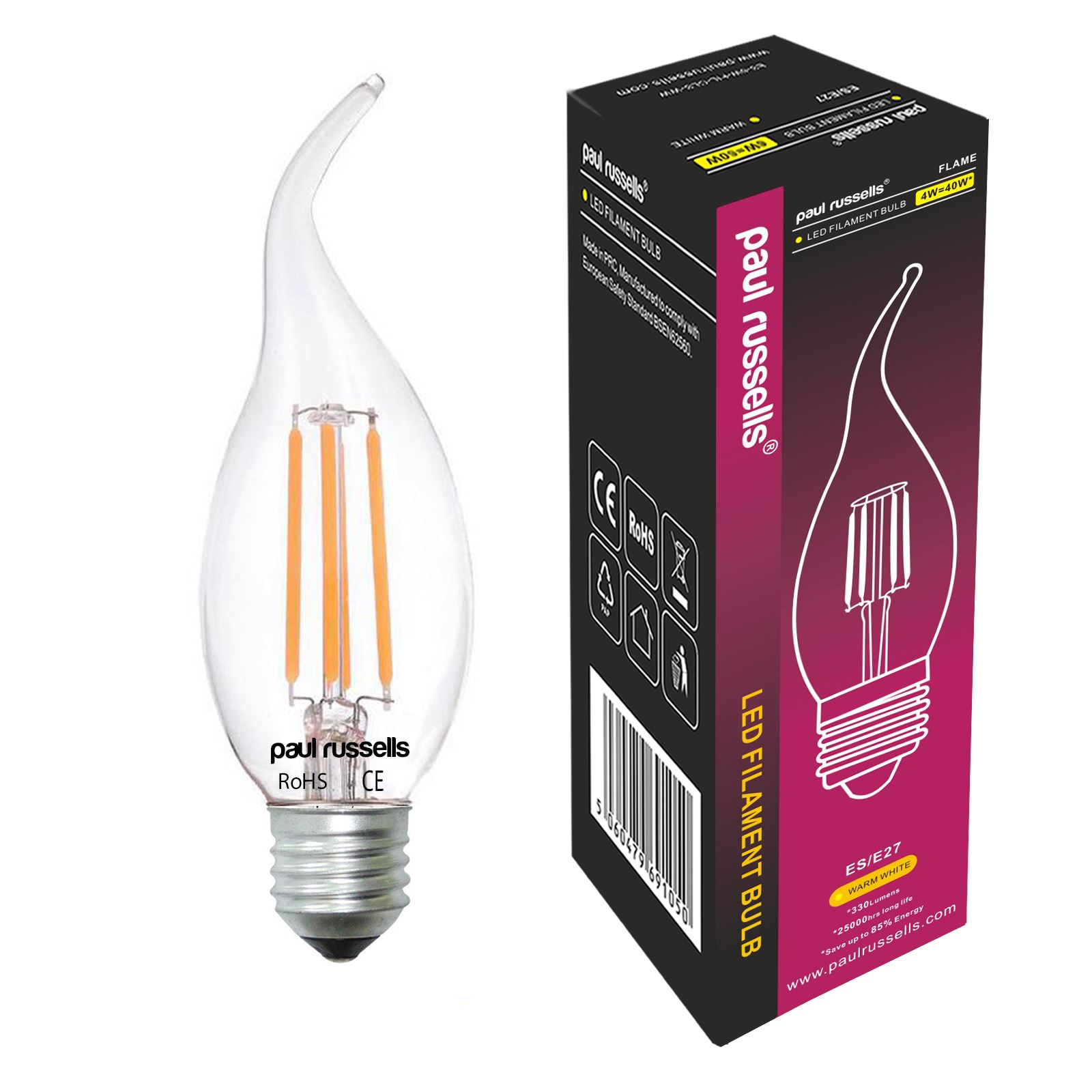 LED Filament Edison Bulbs E27 B22 E14 Light ST64 Tip Candle Globe Flame ...