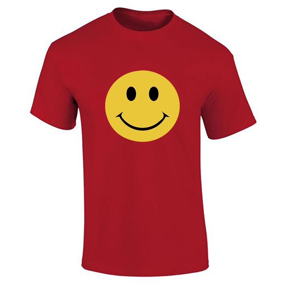 Smiling Face Print Mens Boys Top Casual Wear Fitness T Shirt Sports ...