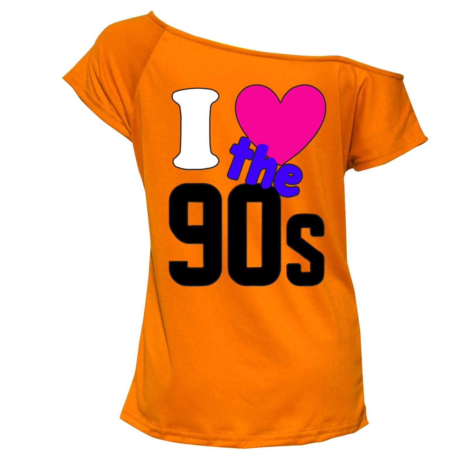 I Love The 90s Top T-shirt Pop Retro 90's Music Ladies Off Shoulder ...