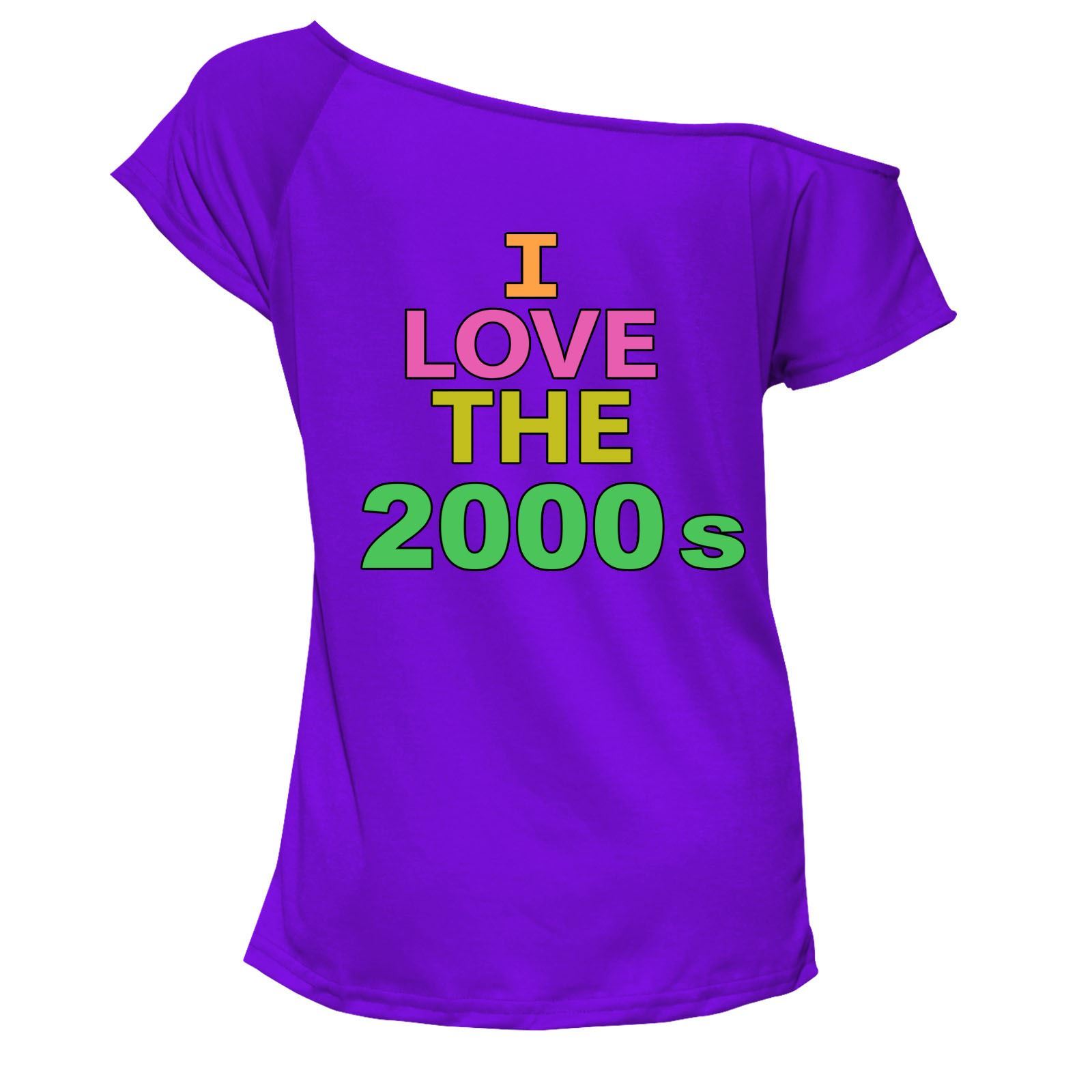 I Love The 2000s Printed T Shirt Top Off Shoulder Ladies Retro Outfit ...