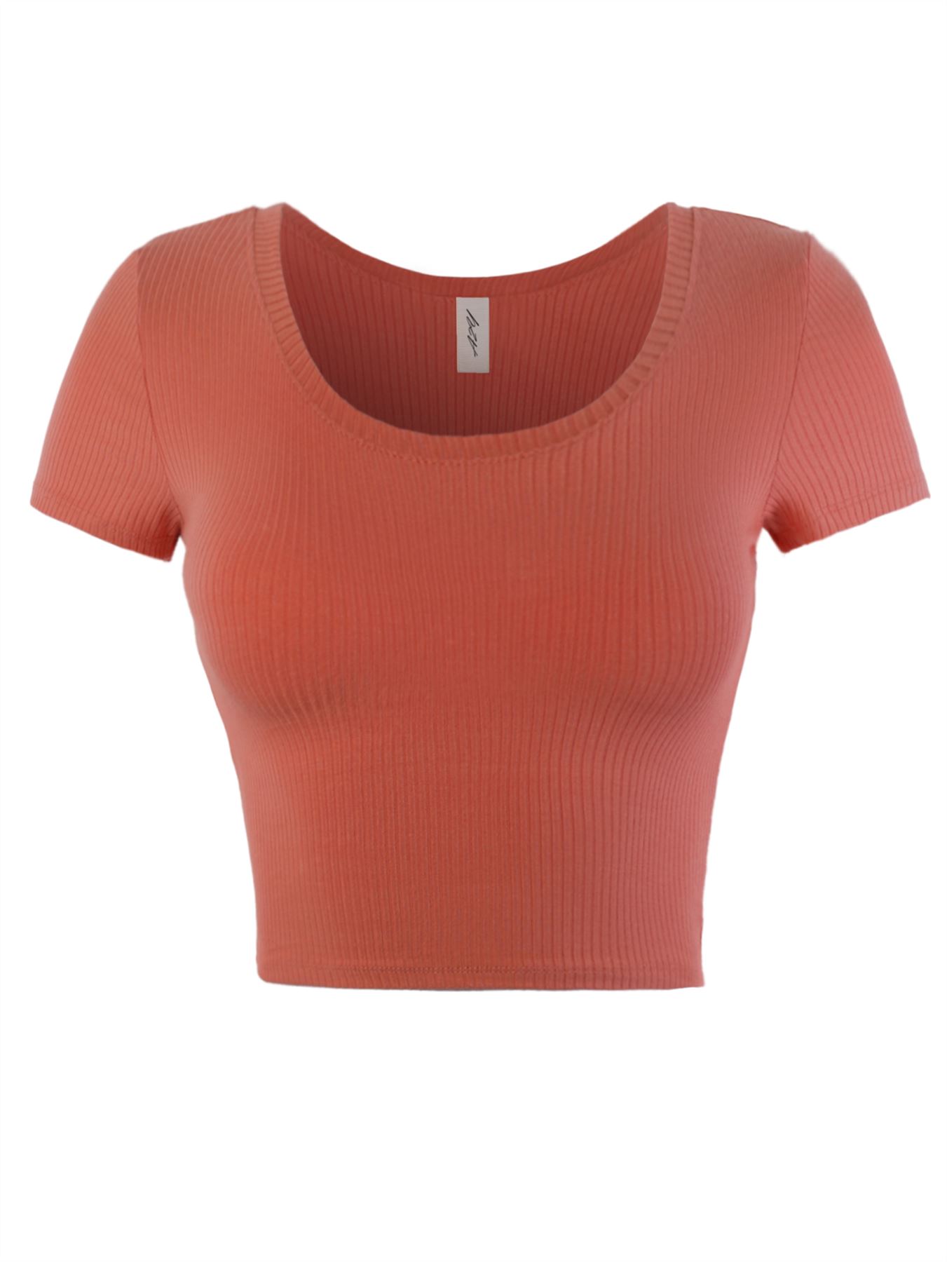 Basic Ribbed Short Sleeve Rayon Crew Neck Fitted Crop Top Tee | eBay