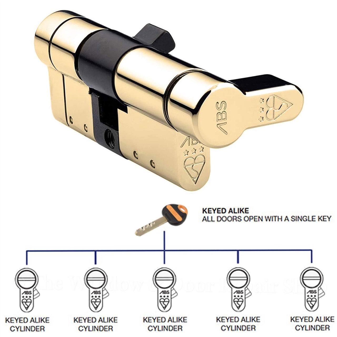 Avocet ABS Thumb Turn 3 Star Keyed Alike Anti Snap Euro Cylinder Door ...