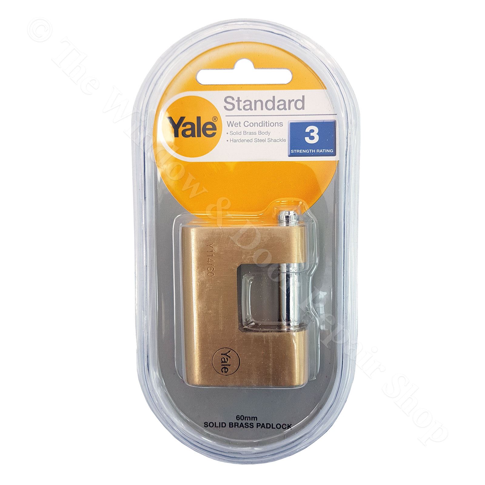 Yale Y114 Shutter Padlock 60mm Brass Armoured Solid Lock