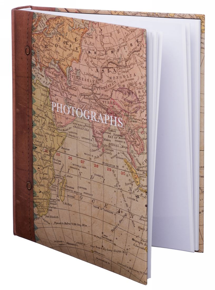 WHSmith Antique World Map Large Photo Album 25 White Self-Adhesive ...
