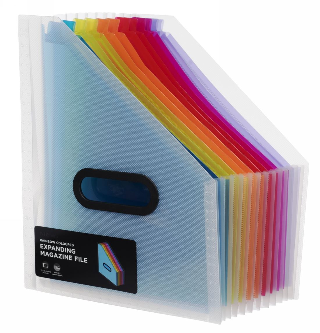 WHSmith Rainbow Coloured Plastic Expanding A4 Magazine File With 13 ...