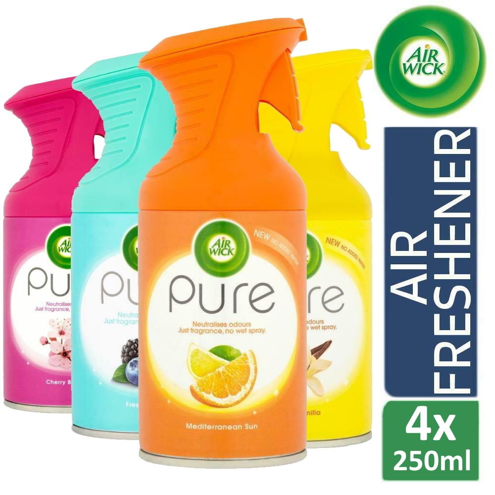 4 x Air Wick Pure Air Freshener Spray 250ml Mixed Scents, Neutralises ...