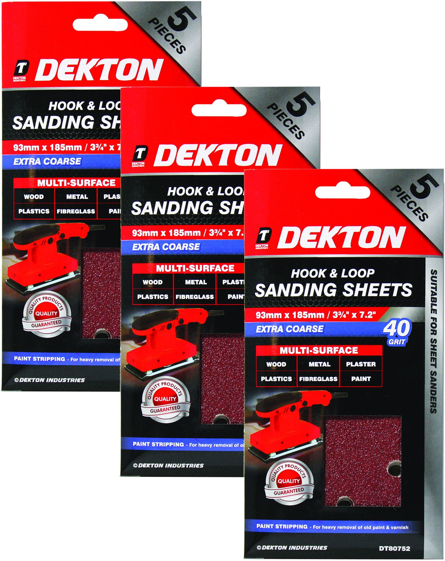 Dekton 1/3 Sanding Pads Rectangular Sheets 40 60 80 120 Or Mixed Grit ...