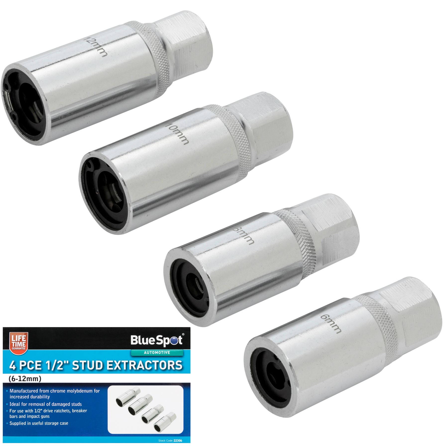 Bluespot 4pc Stud Extractor Remover Socket Set 1/2'' Drive Removing ...