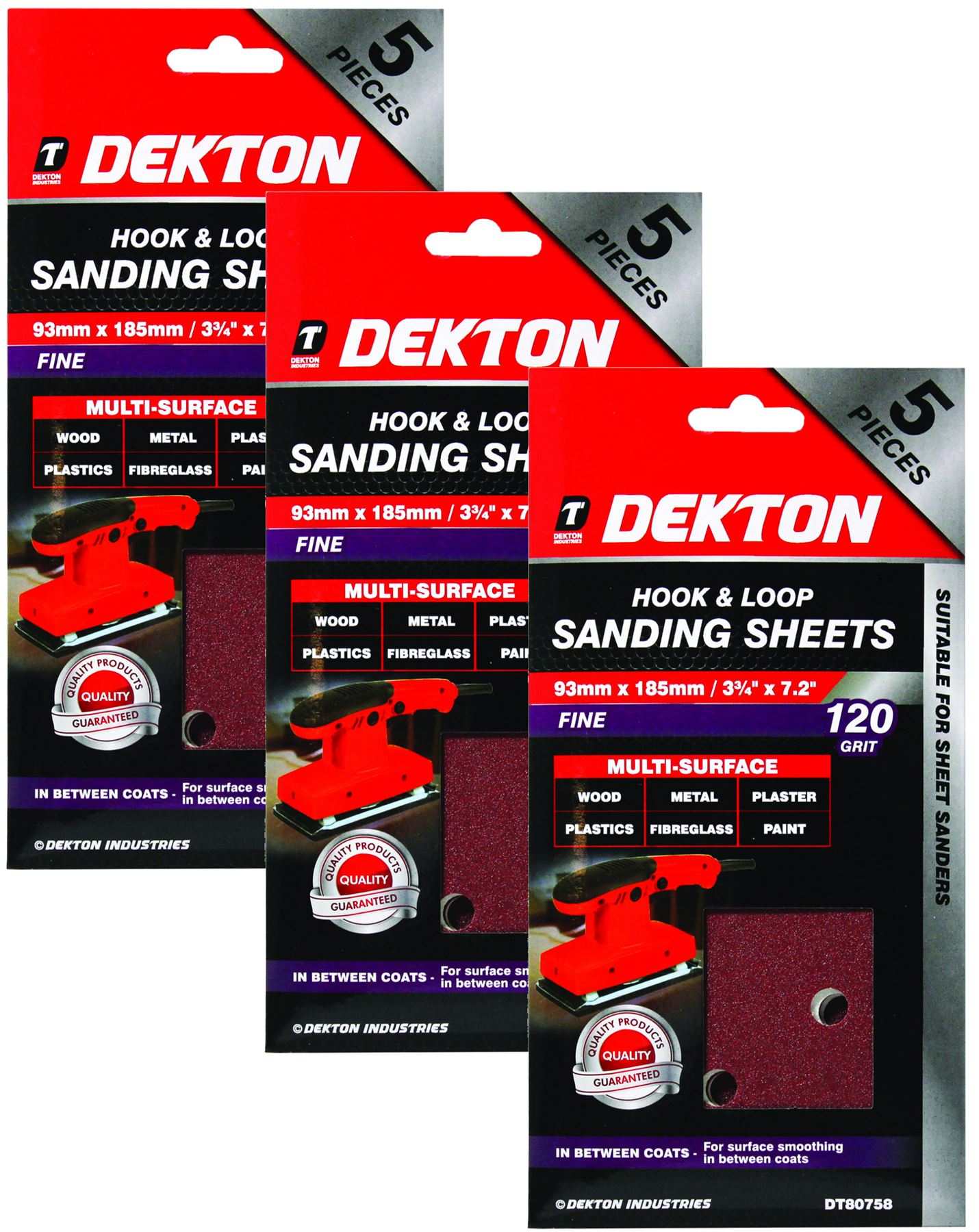 Dekton 1/3 Sanding Pads Rectangular Sheets 40 60 80 120 Or Mixed Grit ...