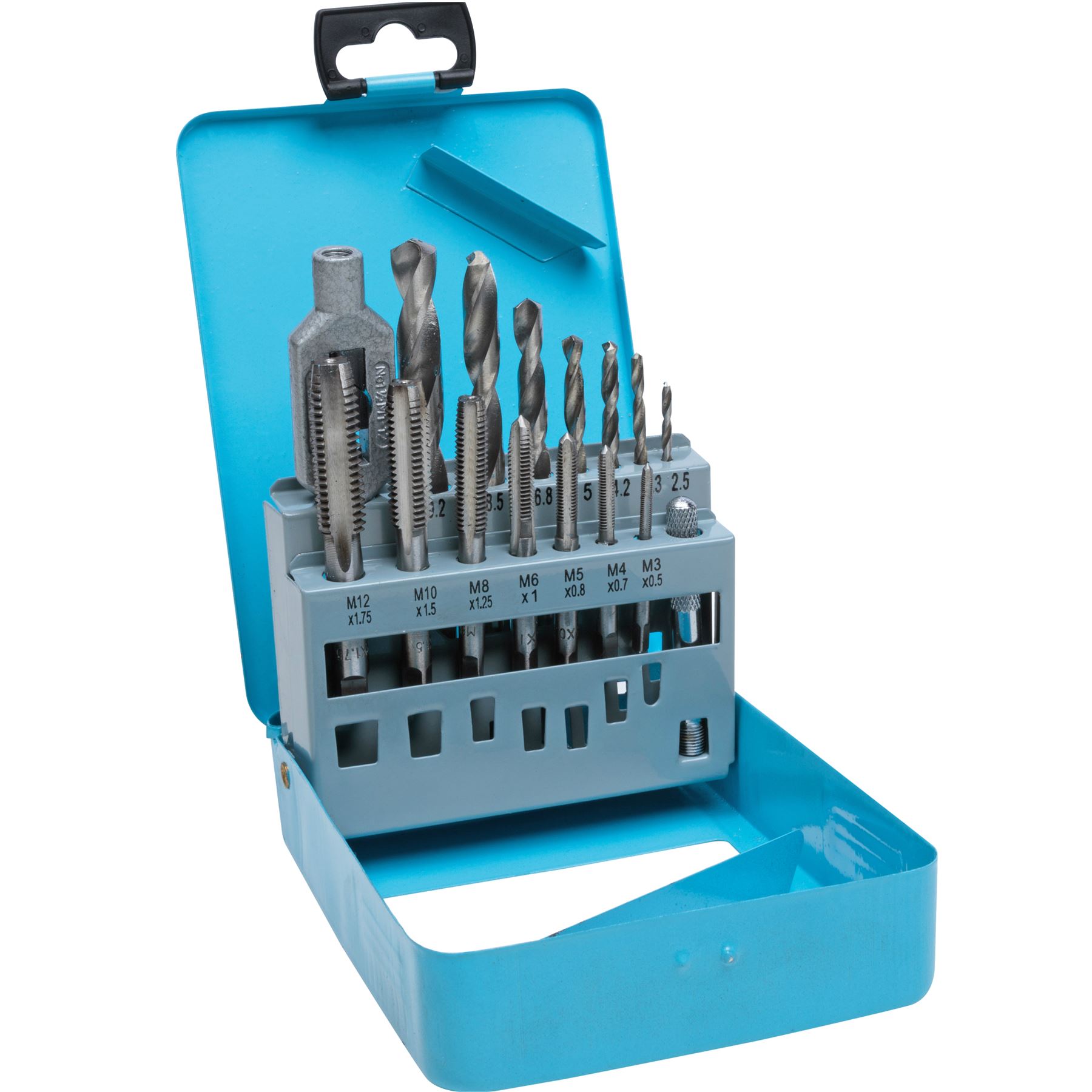 Bluespot 6pc Tap And Drill Bit Set Metric M3 M4 M5 M6 M8 M10 M12 Thread bluespot-6pc-tap-and-drill-bit-set-metric-m3-m4-m5-m6-m8-m10-m12-thread