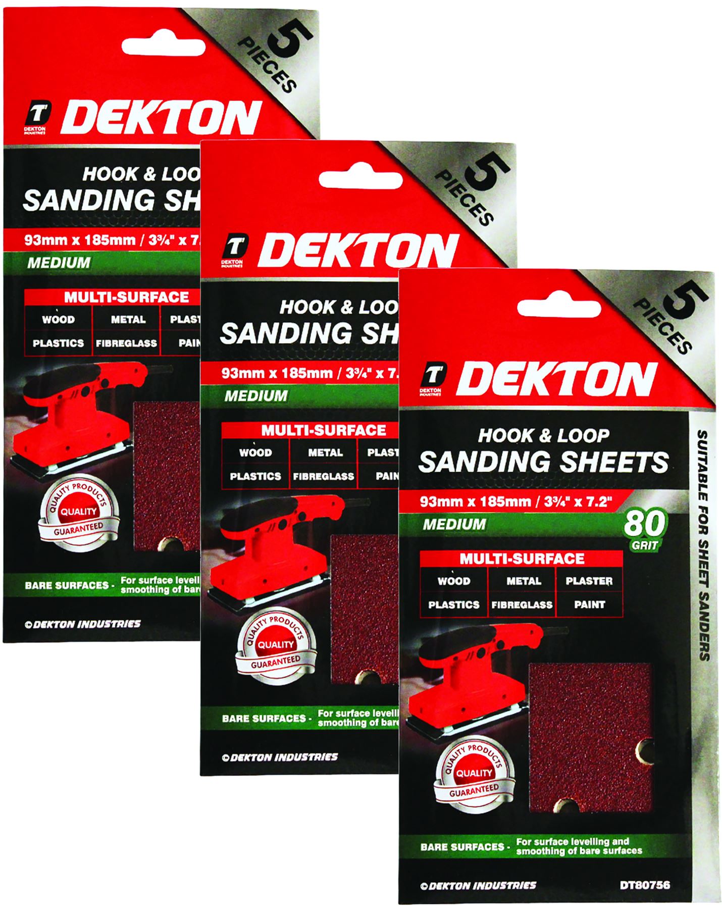 Dekton 1/3 Sanding Pads Rectangular Sheets 40 60 80 120 Or Mixed Grit ...