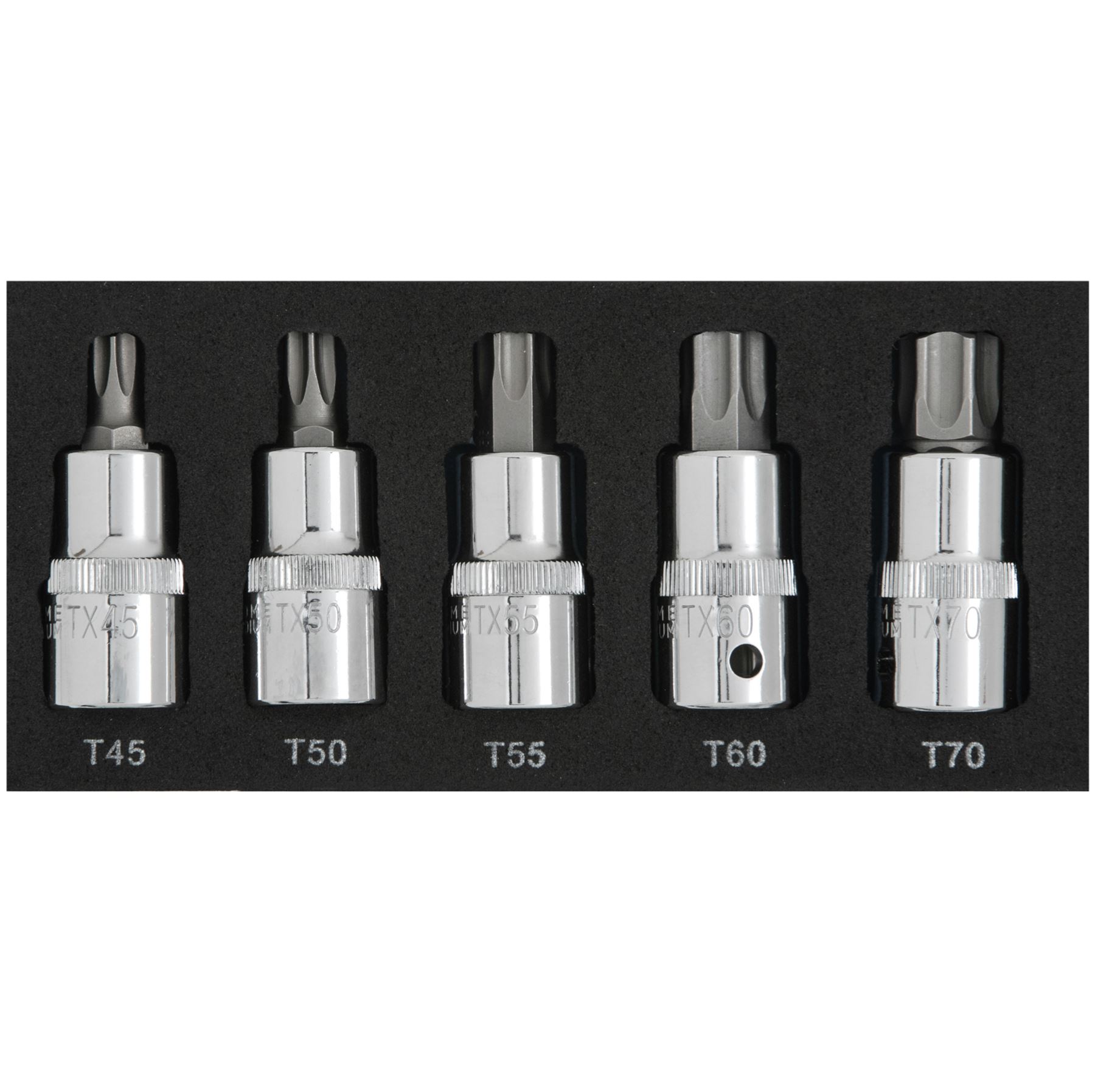 Bluespot 5pc Torx Bit Socket Set T45 - T70 1/2" Drive Male Star Sockets ...
