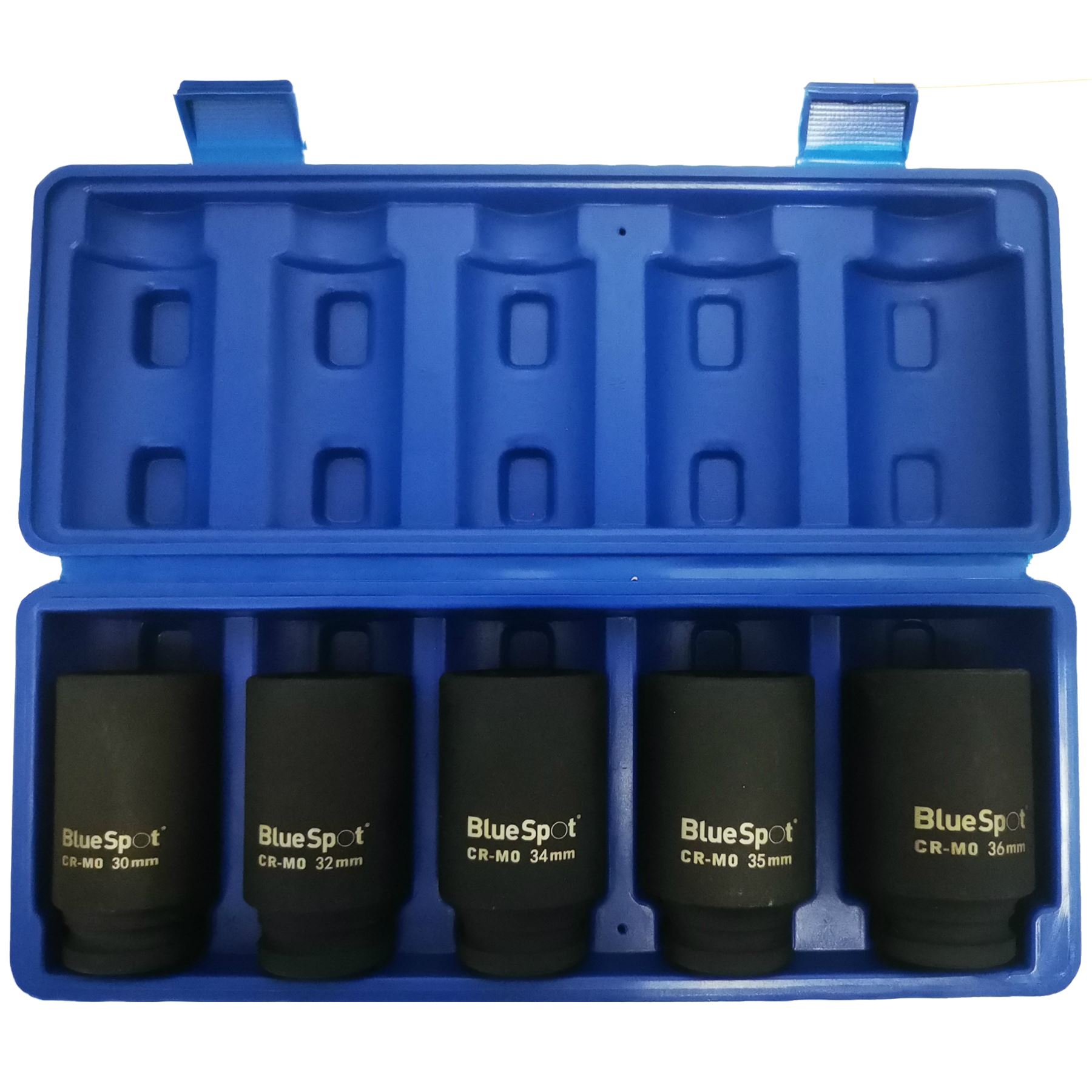 BlueSpot 4pc Metric Deep Impact Socket Set 30, 32, 34 35 & 36mm 1/2" 12 ...