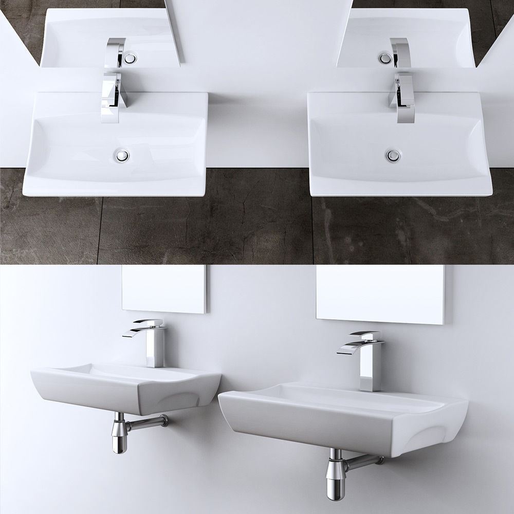 DUROVIN BASIN SINK Wall Hung Mounted Countertop Rectangle Cloakroom ...
