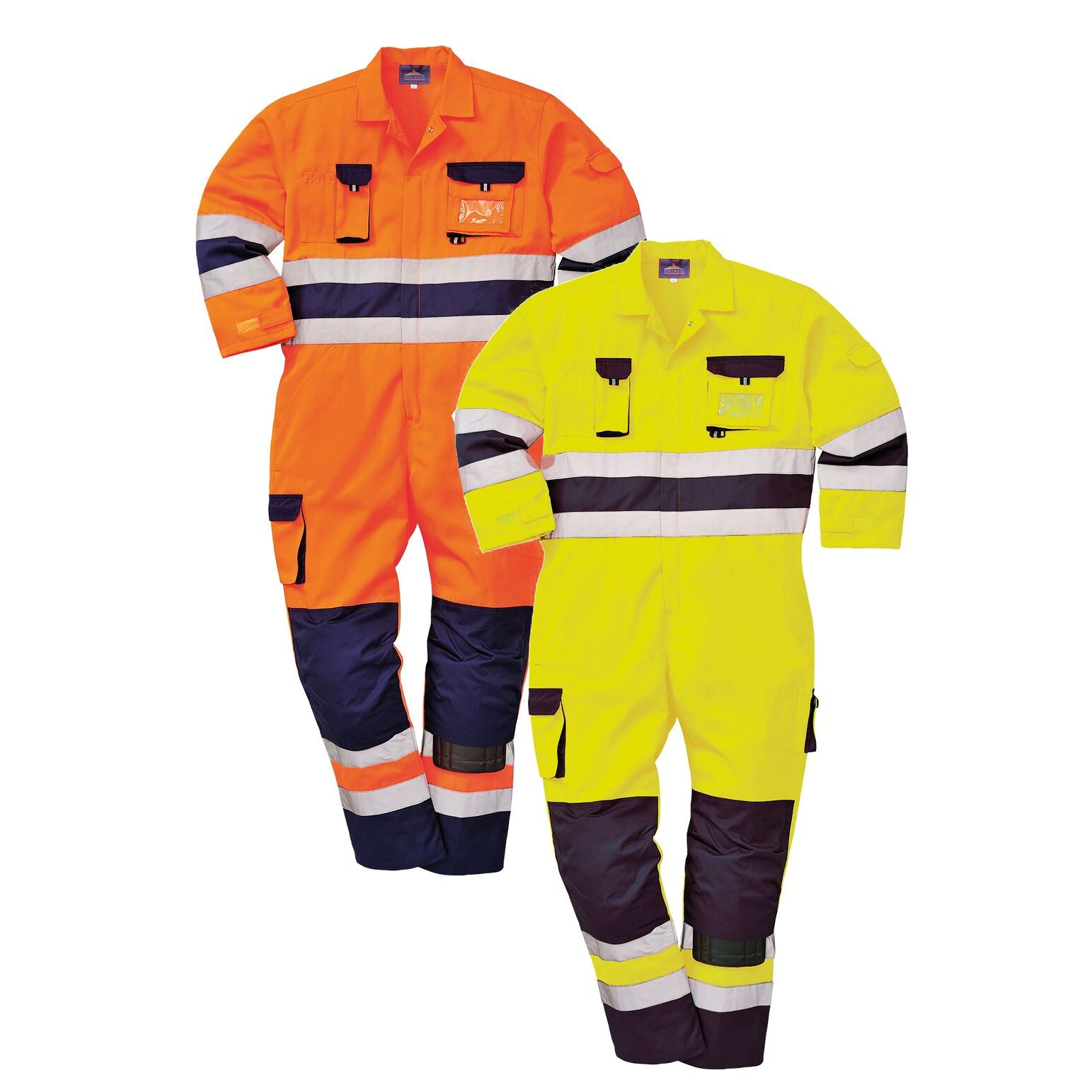 Portwest Texo HI VIS Coverall Knee Pad Pockets Hook & Loop Adjustable S ...