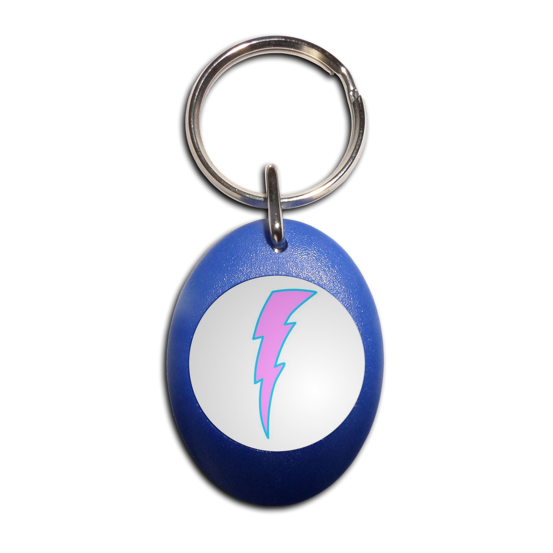 Lightning Bolt Pink Plastic Oval Key Ring (43mm x 32.5mm) | eBay UK