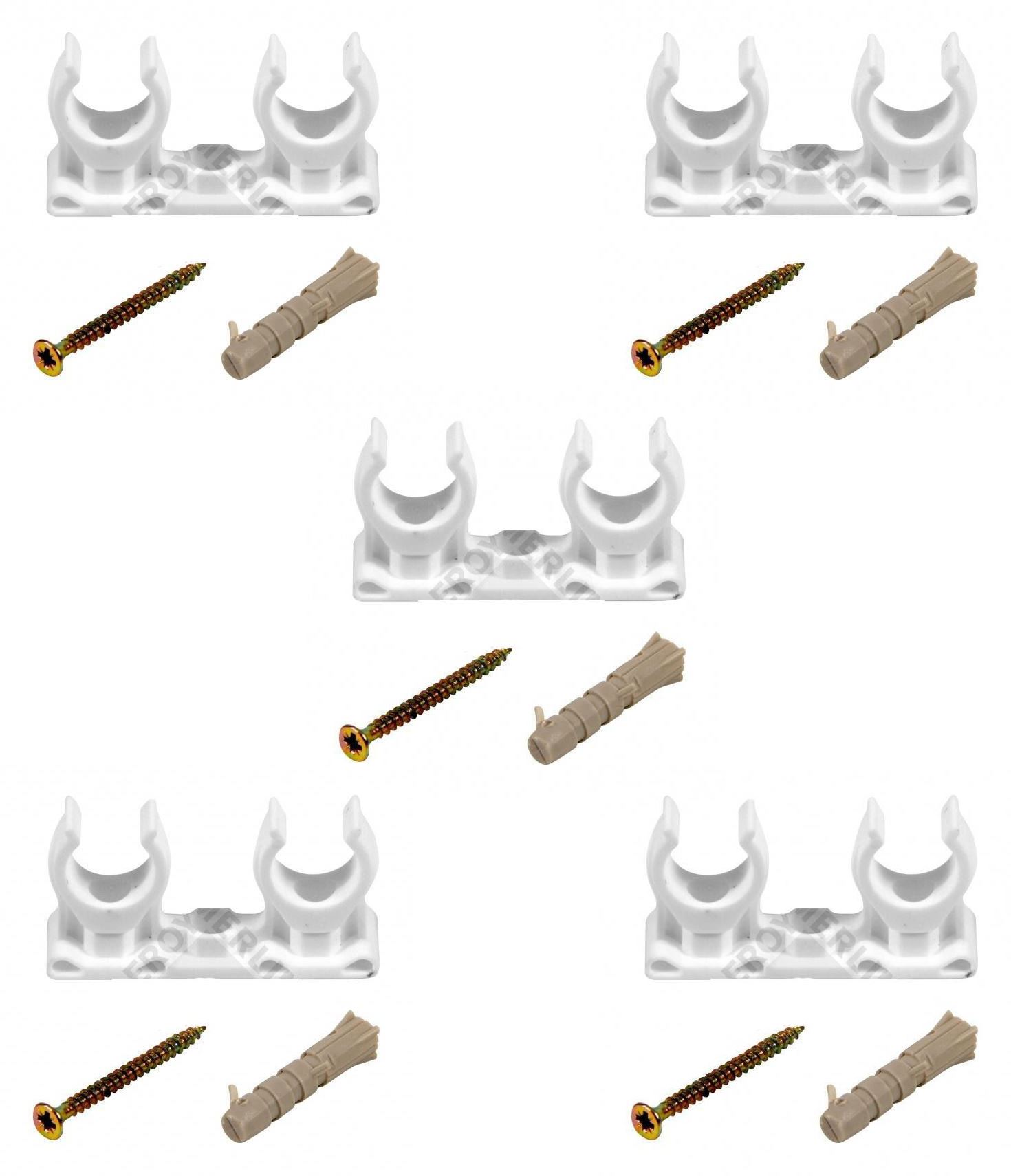 5x Open Pipe Clips Snap in Bracket Single/Double 15/18/20/22/28mm ...