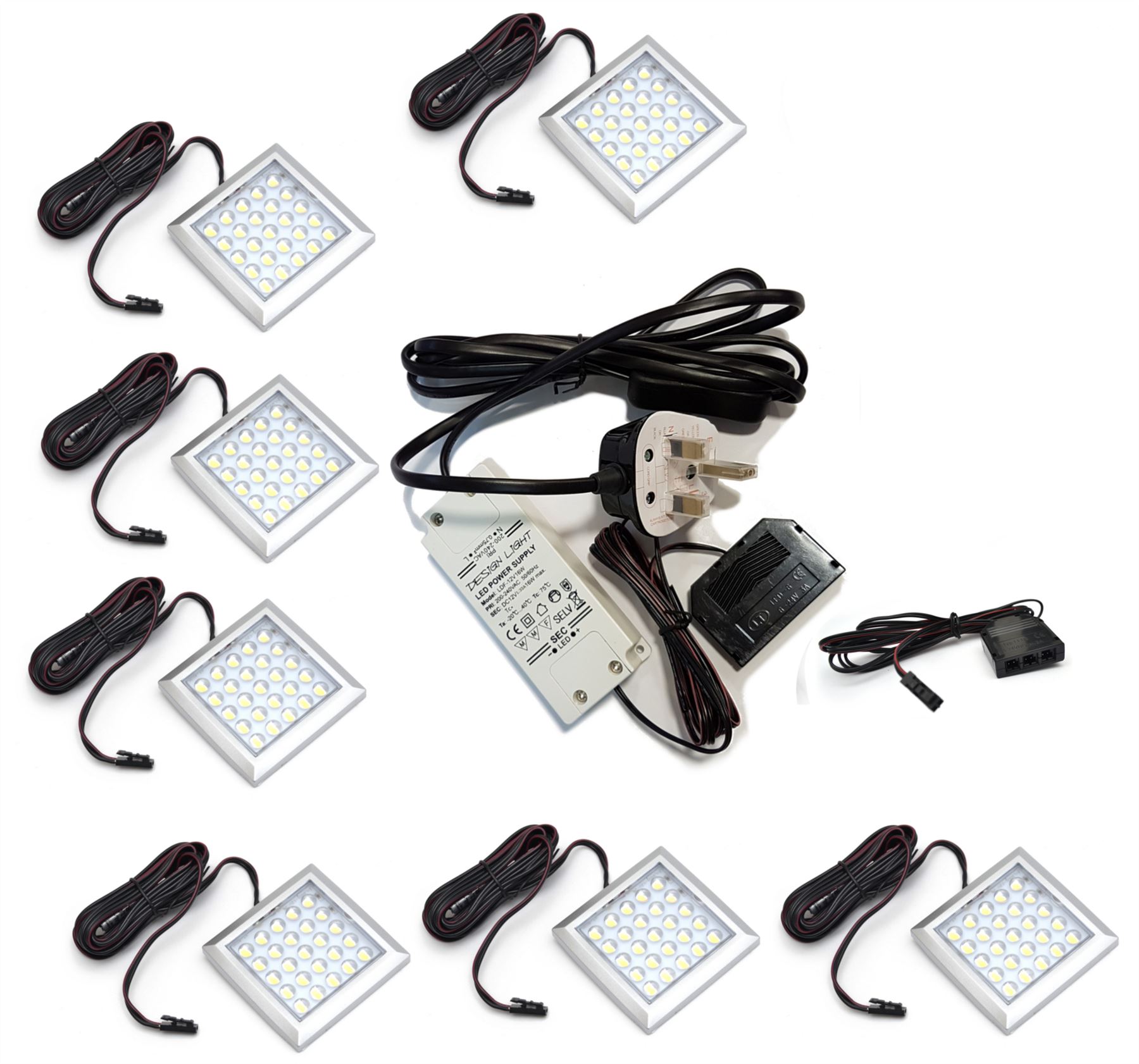 Square RGB LED Light Under Furniture Cabinet Shelf Cupboard Full Kit | eBay