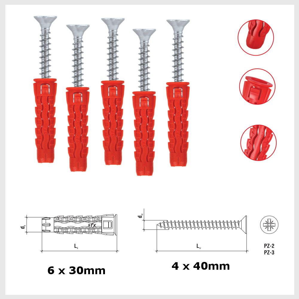 UNIVERSAL WALL PLUGS NYLON PLUG RAWL PLUG SCREW ALL SIZES DRYWALL