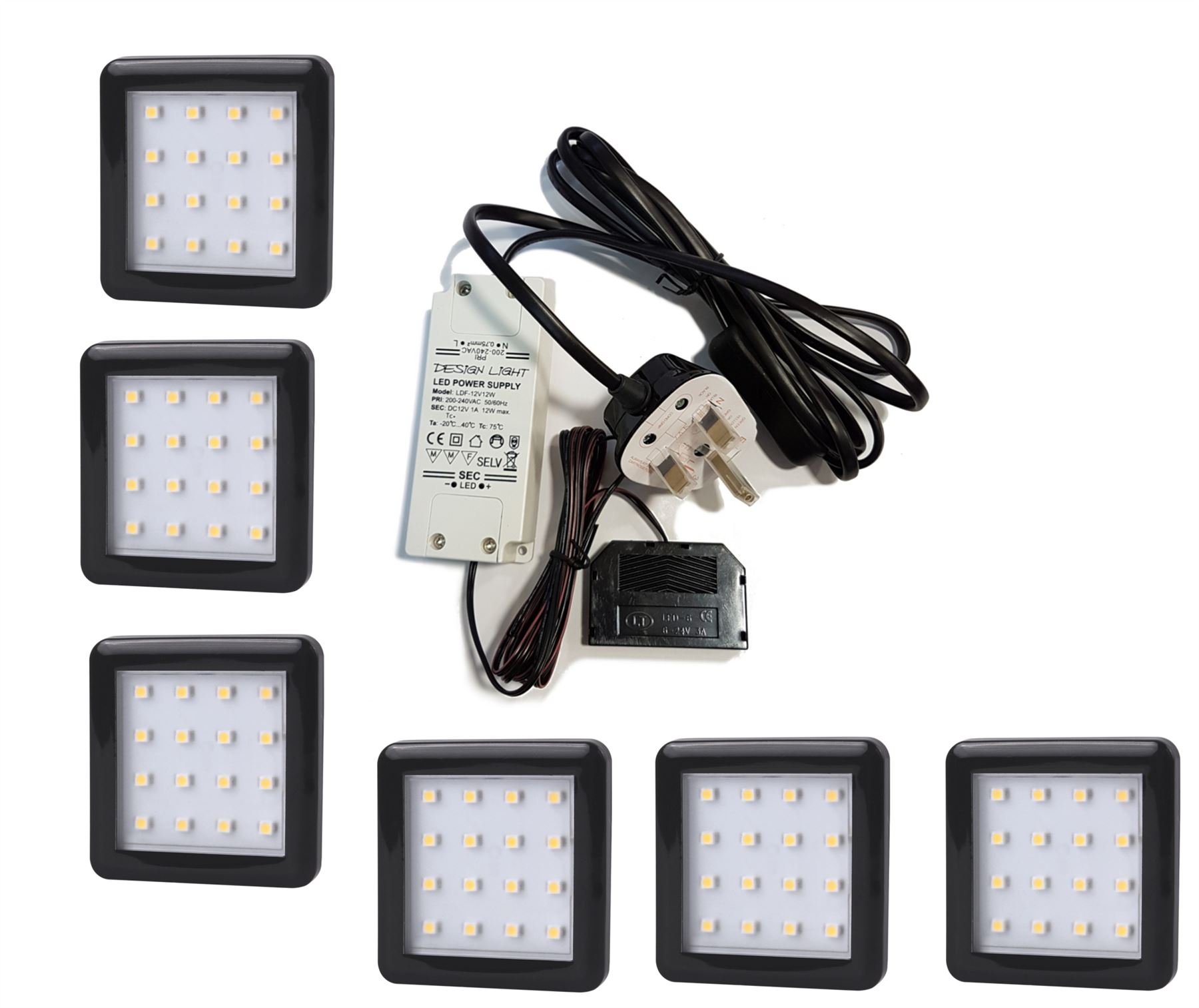 Square RGB LED Light Under Furniture Cabinet Shelf Cupboard Full Kit | eBay