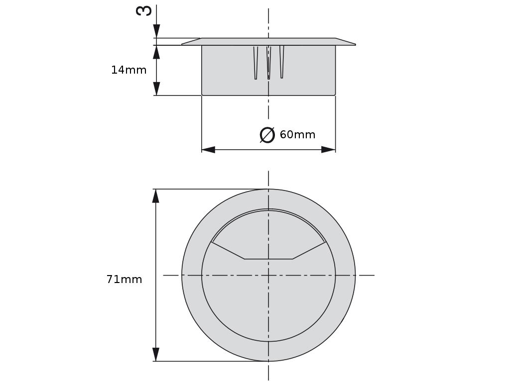 Desk Grommet Cable Wire Hole Outlet Plastic Round Insert Packs of 100 ...