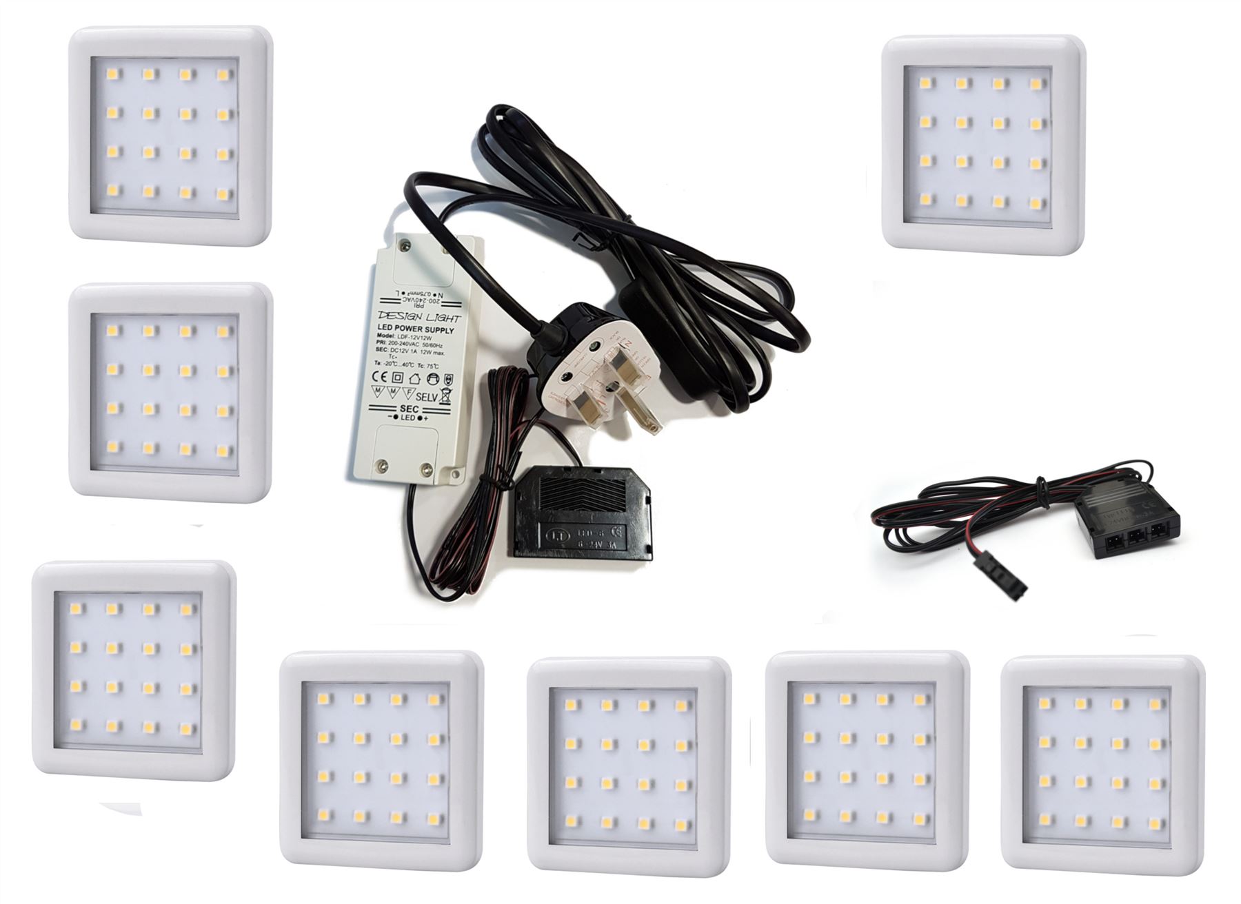 Square RGB LED Light Under Furniture Cabinet Shelf Cupboard Full Kit | eBay