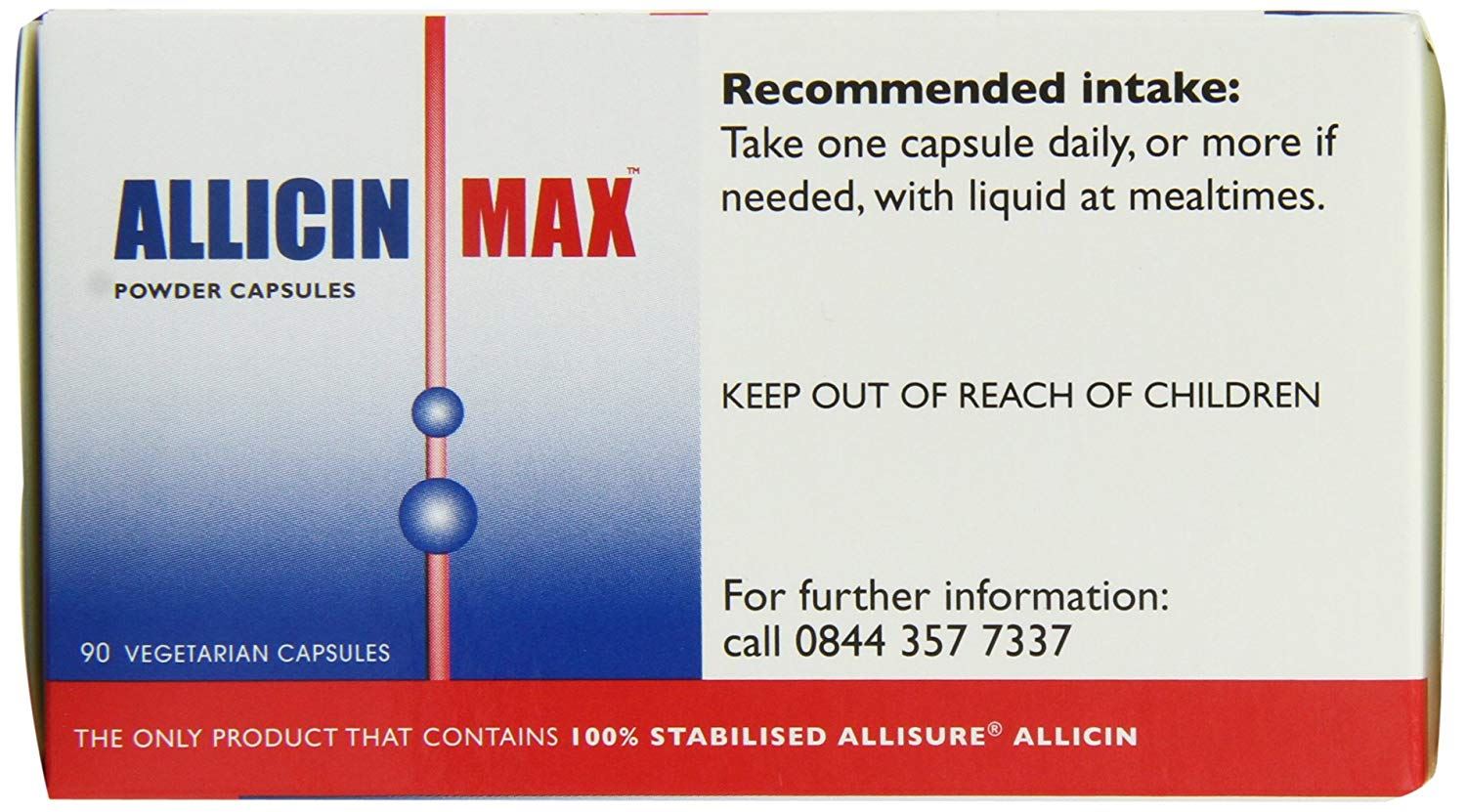 Allicin Max (100% Stabilised Allicin) 180mg 90 Vegetarian Capsules x ...