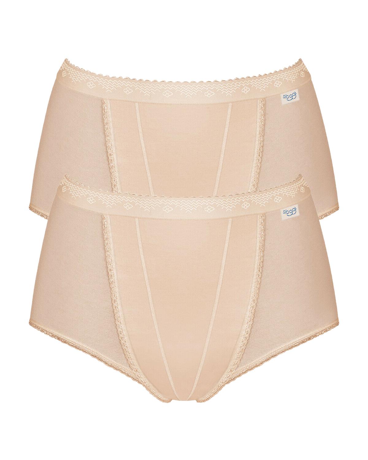 Sloggi Control Maxi Brief Cotton Rich Full Briefs Black White Nude (2 ...