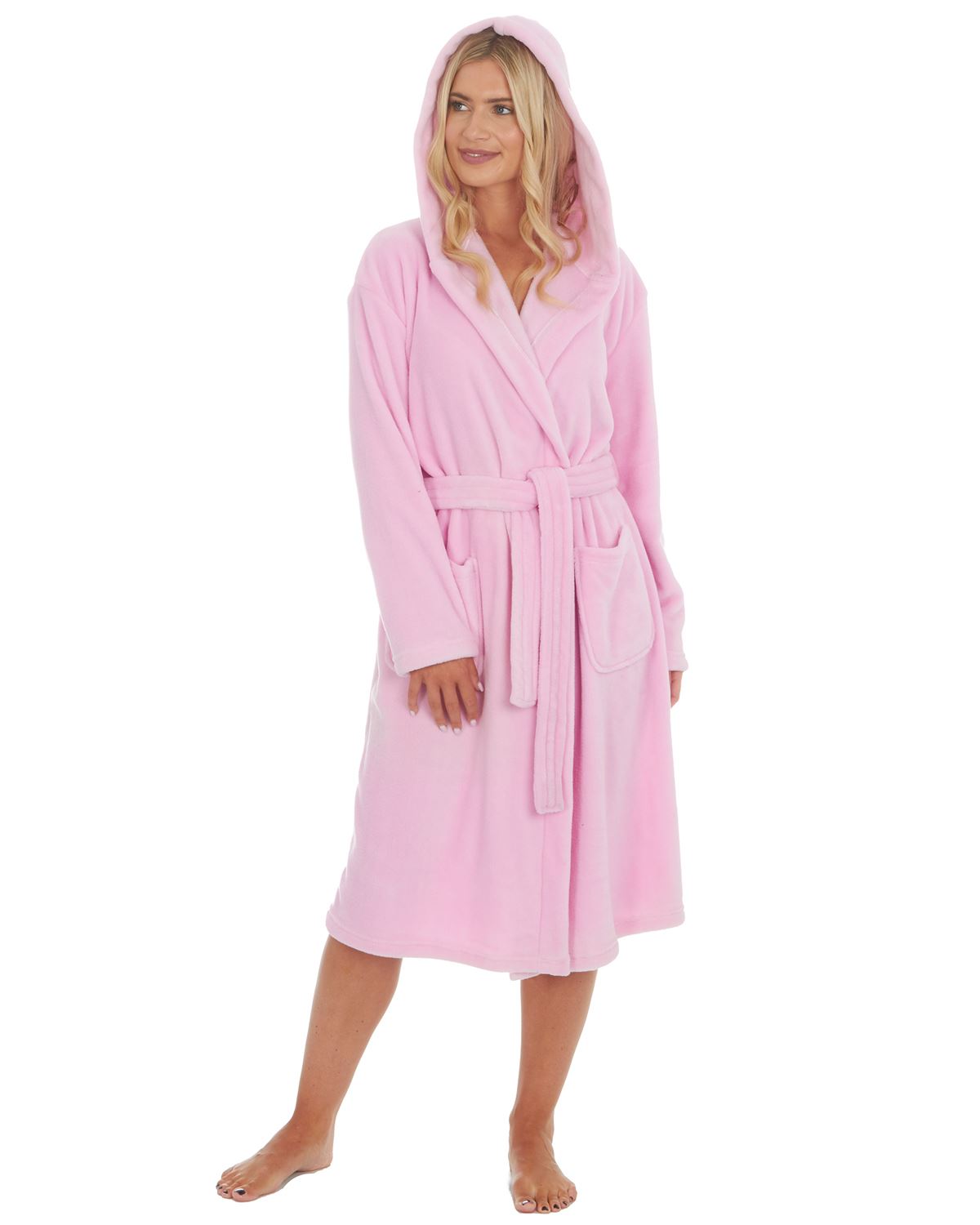 Supersoft Fleece Robe Ladies Soft Cosy Hooded or Shawl Collar Wrap ...