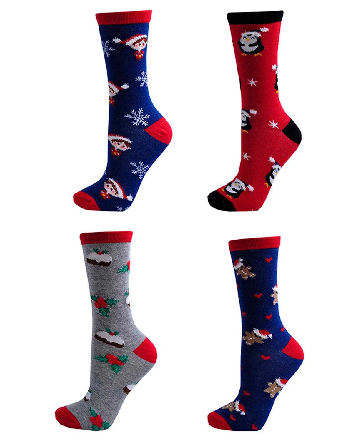 Adults & Kids Christmas Socks Unisex Festive Cotton Rich Xmas Sock (4 ...