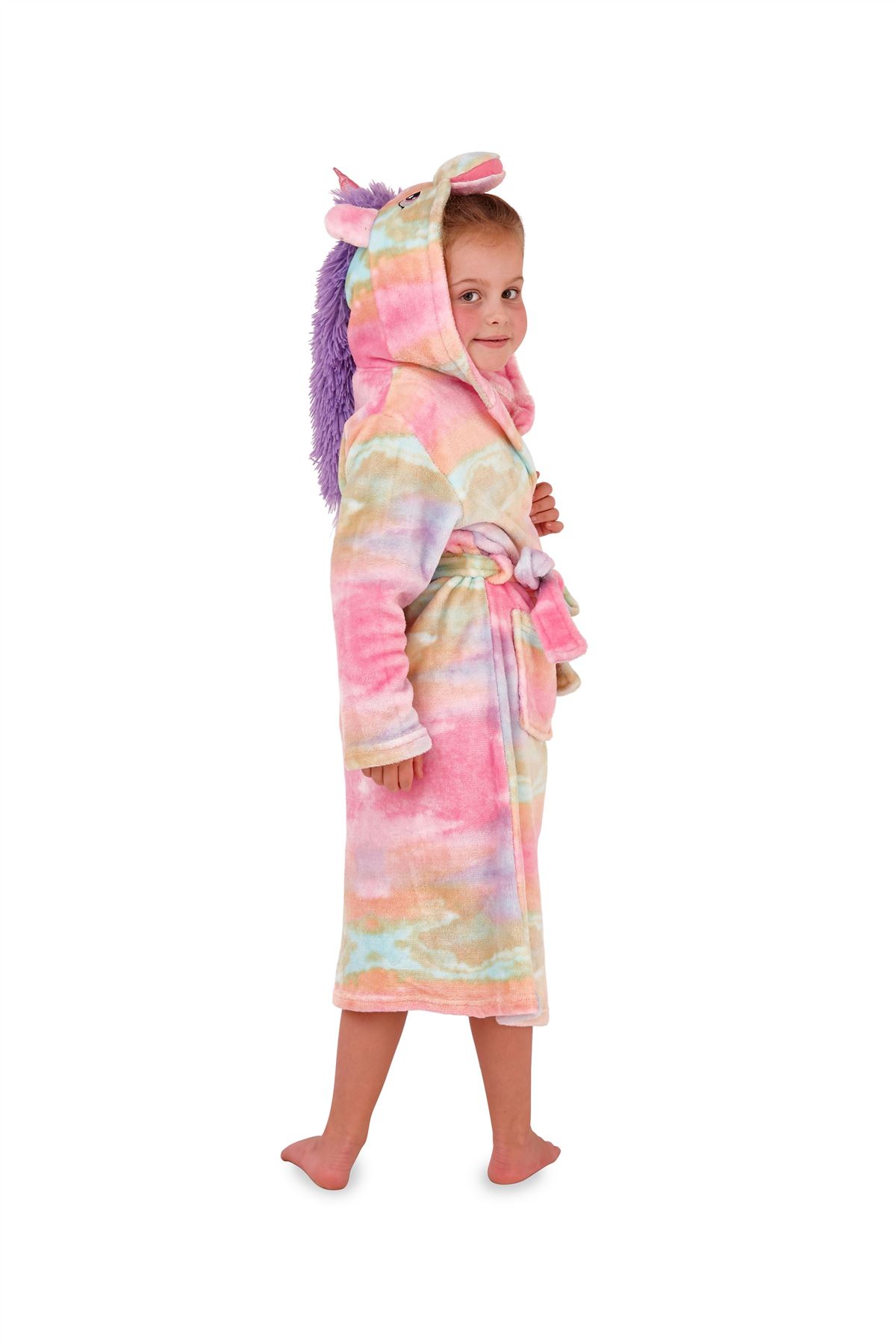 Loungeable Kids Dressing Gown Soft Fleece Novelty Animal 3D Hooded Robe ...