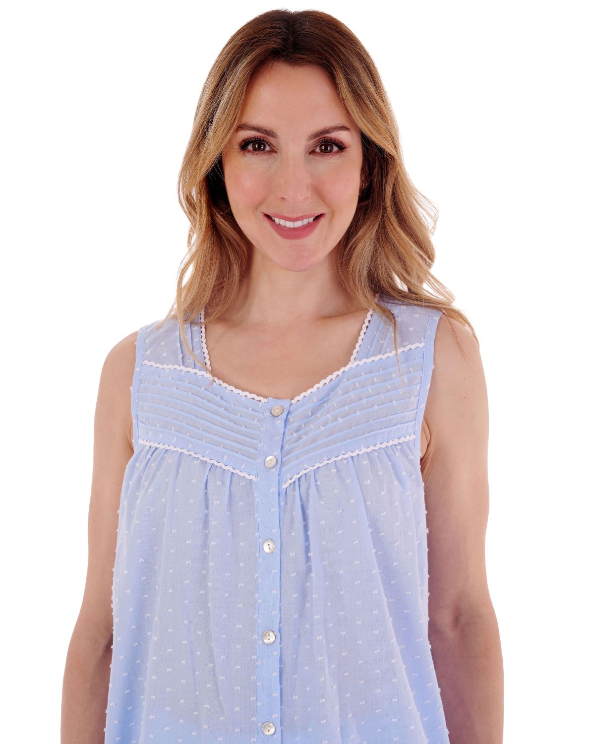 Womens Slenderella Pajamas Spotty Sleeveless Button Cropped Cotton ...