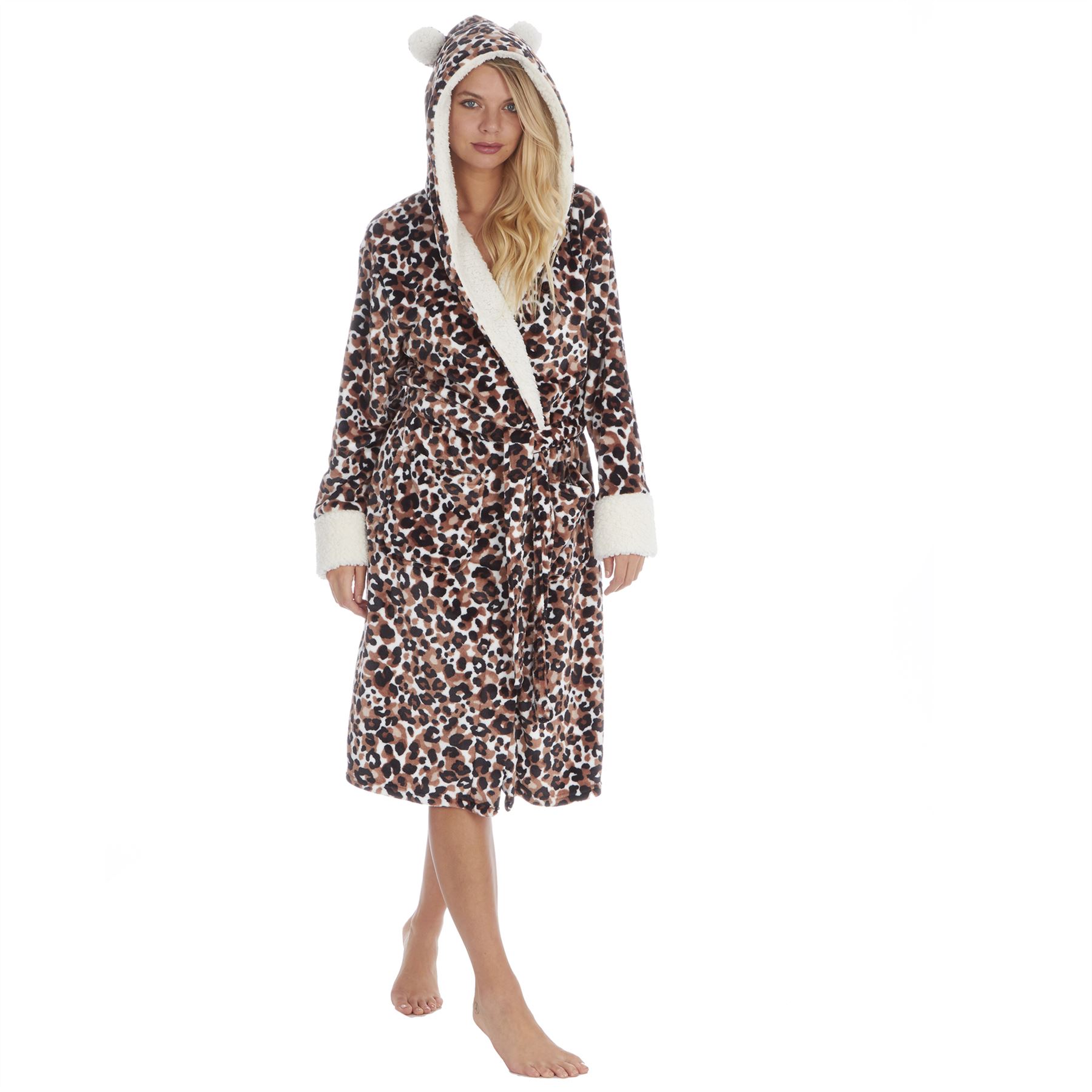 Luxury Fleece Animal Robe Soft Plush 3D Hooded Dressing Gown Robe ...