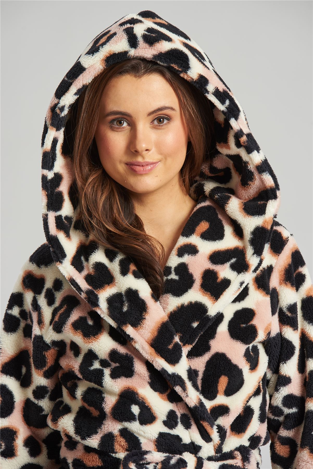 Fleece Hooded Dressing Gown Ladies Supersoft Warm Winter Midi Long Wrap ...