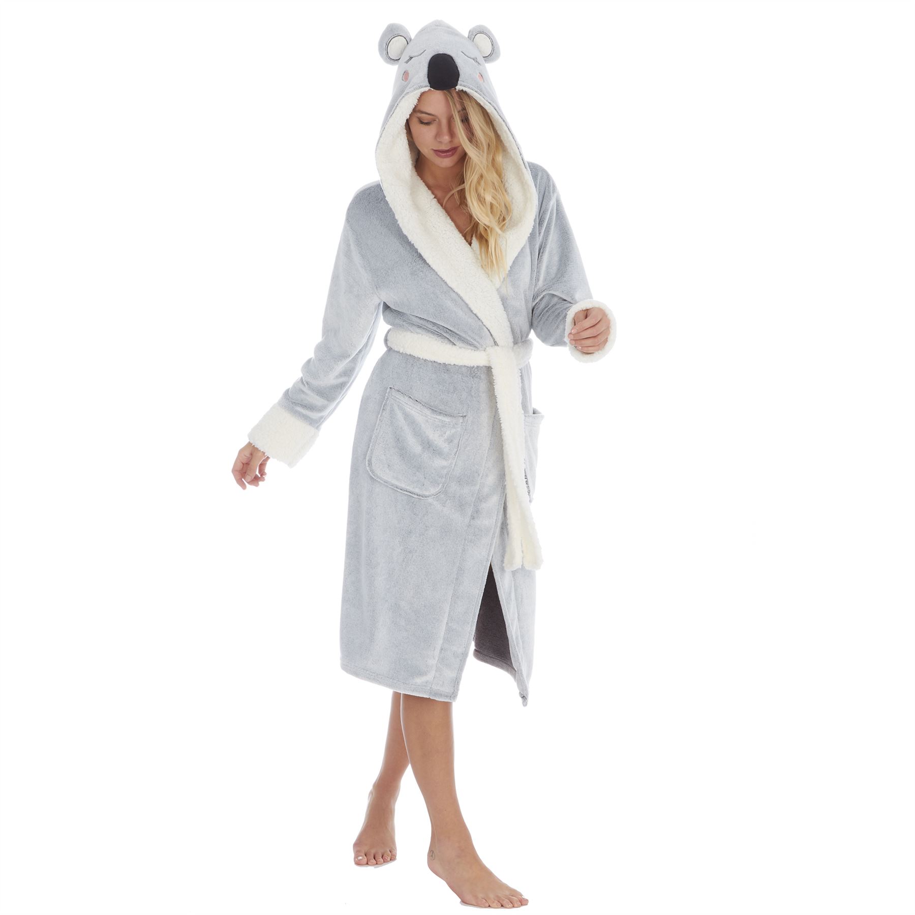 Luxury Fleece Animal Robe Soft Plush 3D Hooded Dressing Gown Robe ...