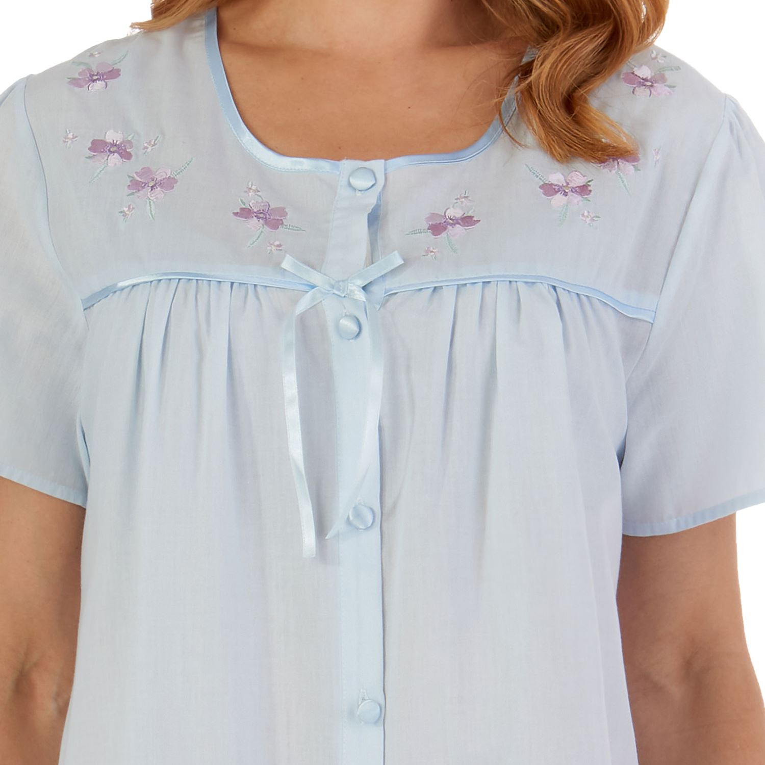 Ladies Slenderella Nightie Polycotton Button Embroidered Nightdress ...